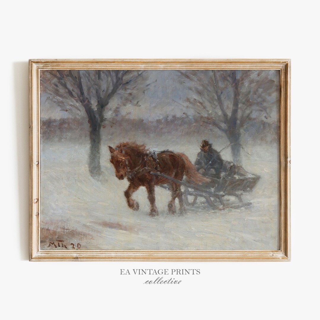 Winter Sled Ride Vintage Farmhouse Wall Art PRINTABLE Digital ...