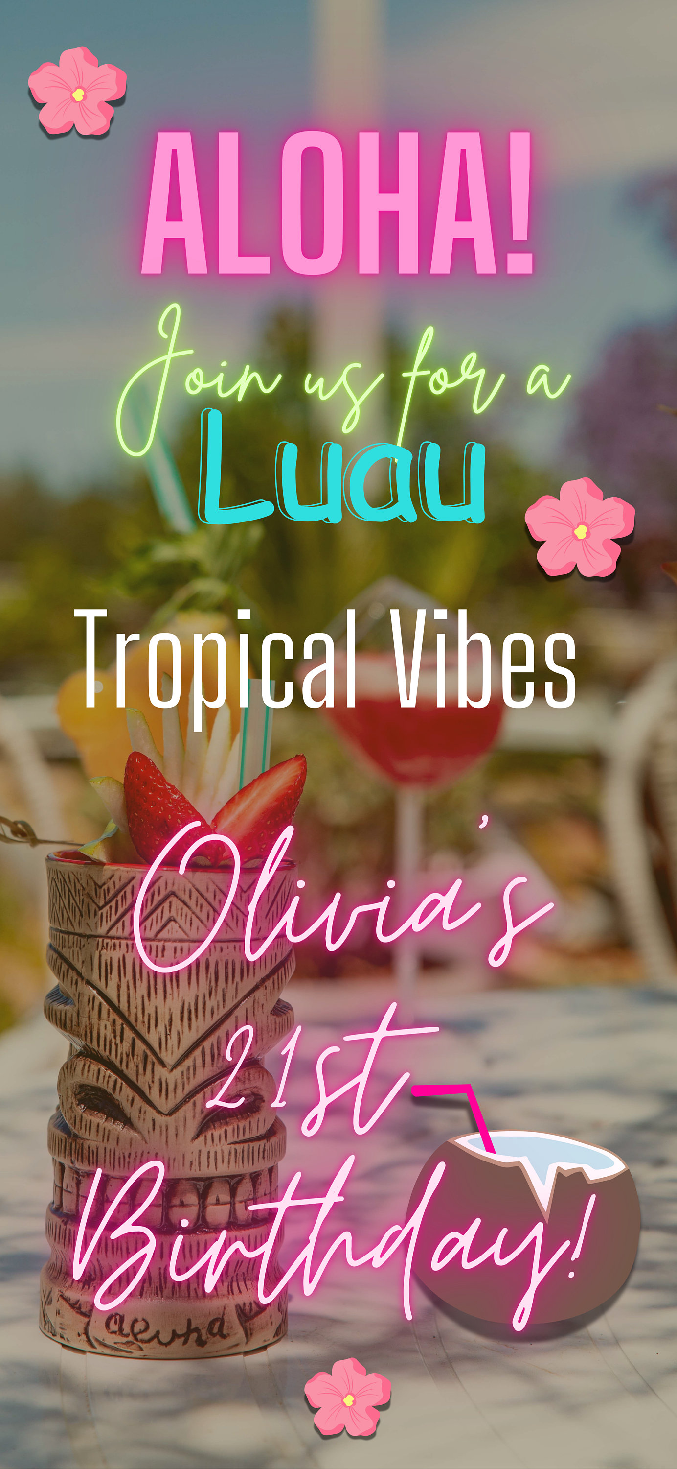 Digital Hawaiian Luau Party Invitation, Animated Tropical Party Evite ...
