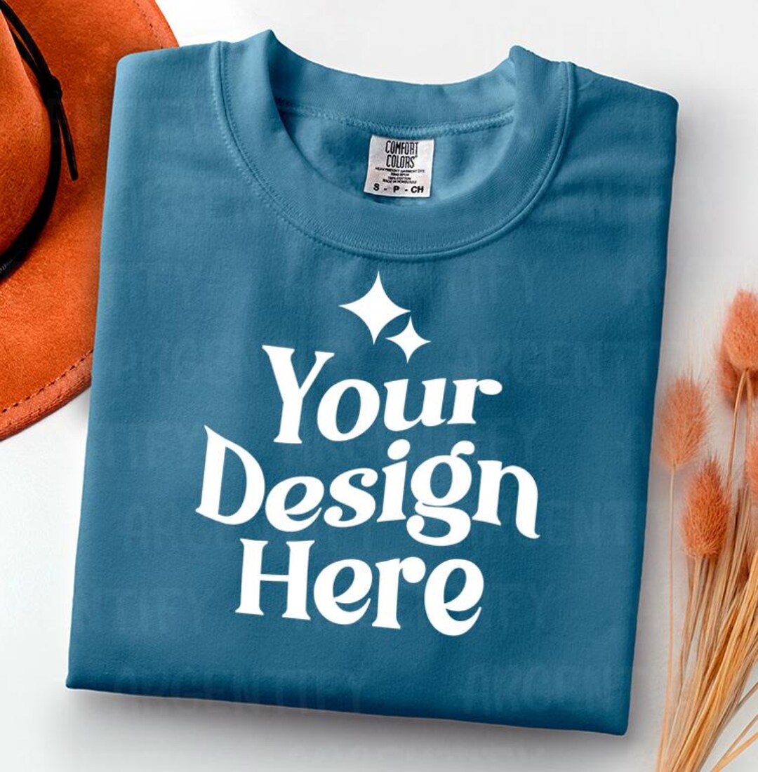 Comfort Colors 1717 Ice Blue Adult Heavyweight RS T-shirt Mockup ...