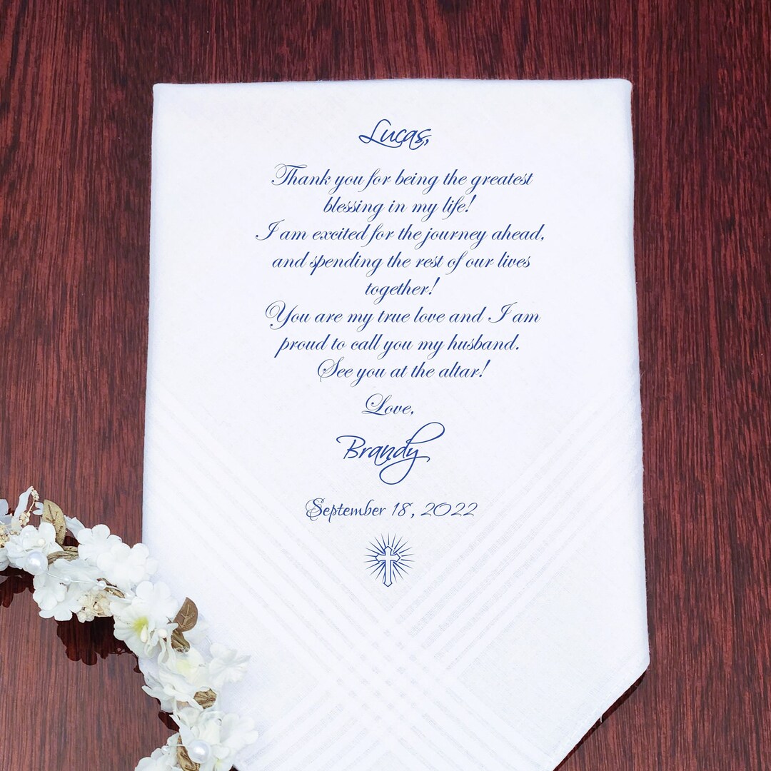 Bride to Groom Gift Personalized Wedding Handkerchief Love Customized ...