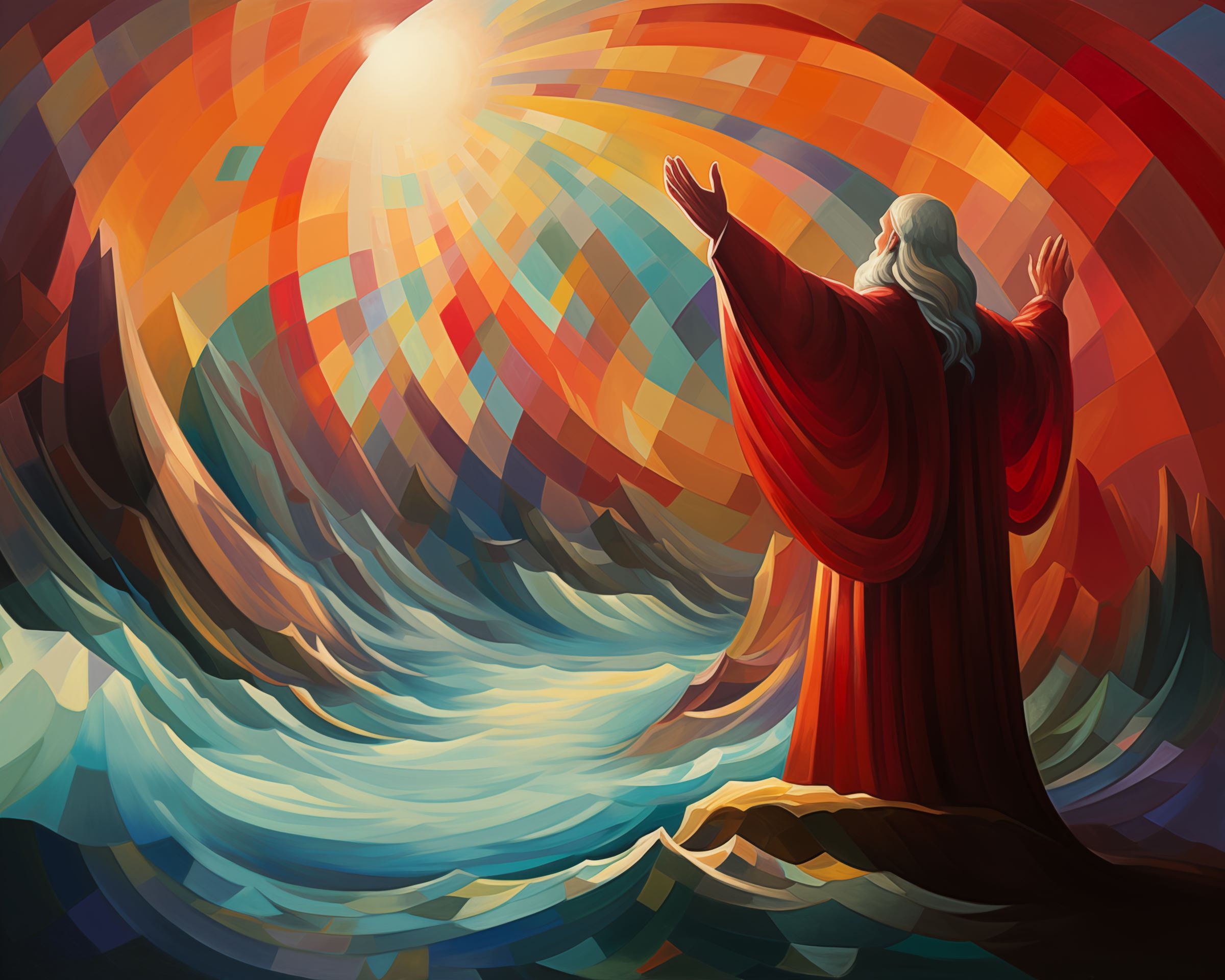 Moses Parting the Red Sea Christian Biblical Wall Art, Bible Home Decor ...