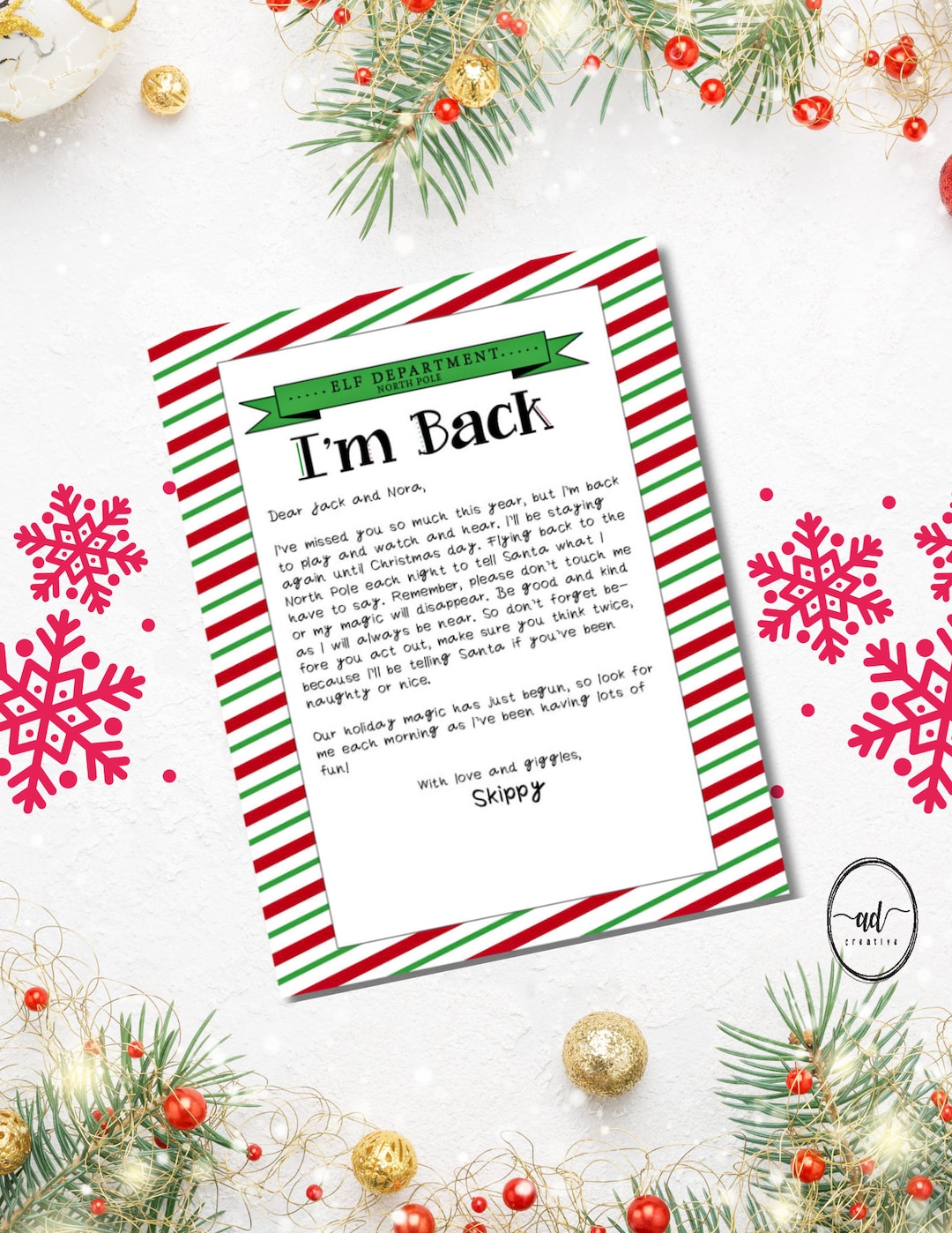 EDITABLE Elf Letter, Greetings From Elf, Elf I'm Back, Elf Arrival, Elf ...