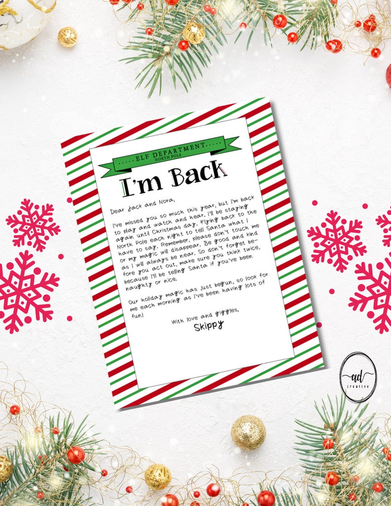 EDITABLE Elf Letter, Greetings From Elf, Elf I'm Back, Elf Arrival, Elf ...