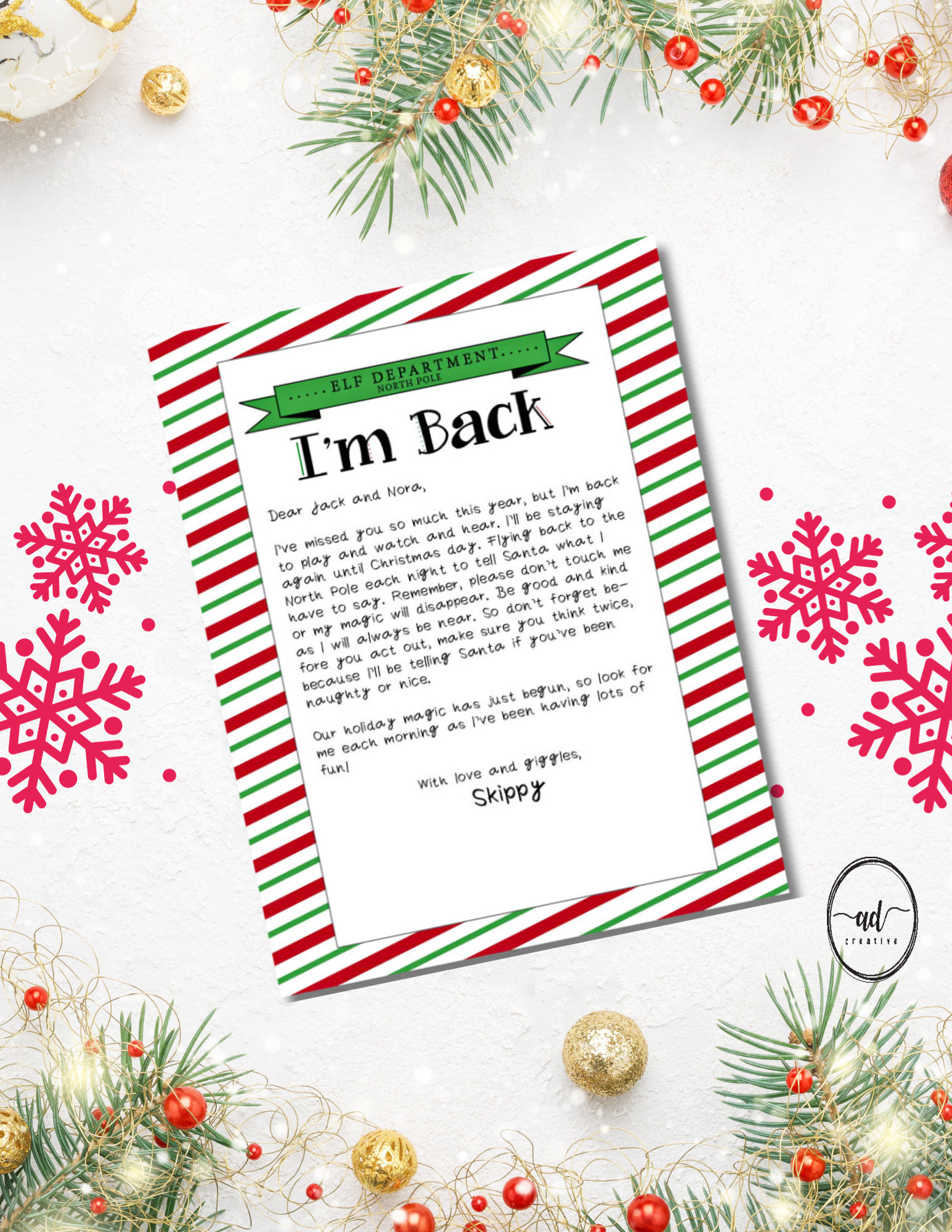 EDITABLE Elf Letter, Greetings From Elf, Elf I'm Back, Elf Arrival, Elf ...