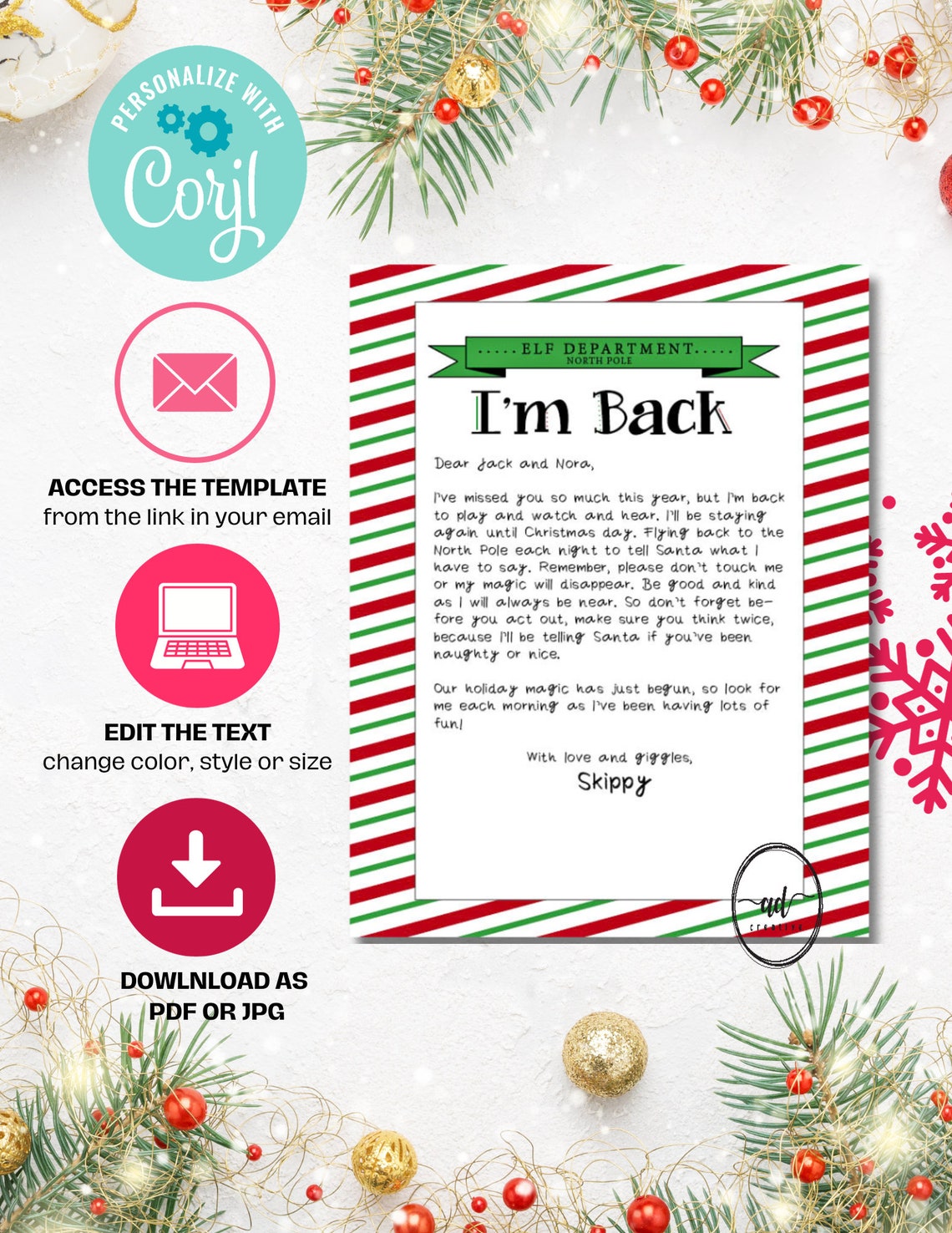 EDITABLE Elf Letter, Greetings From Elf, Elf I'm Back, Elf Arrival, Elf ...