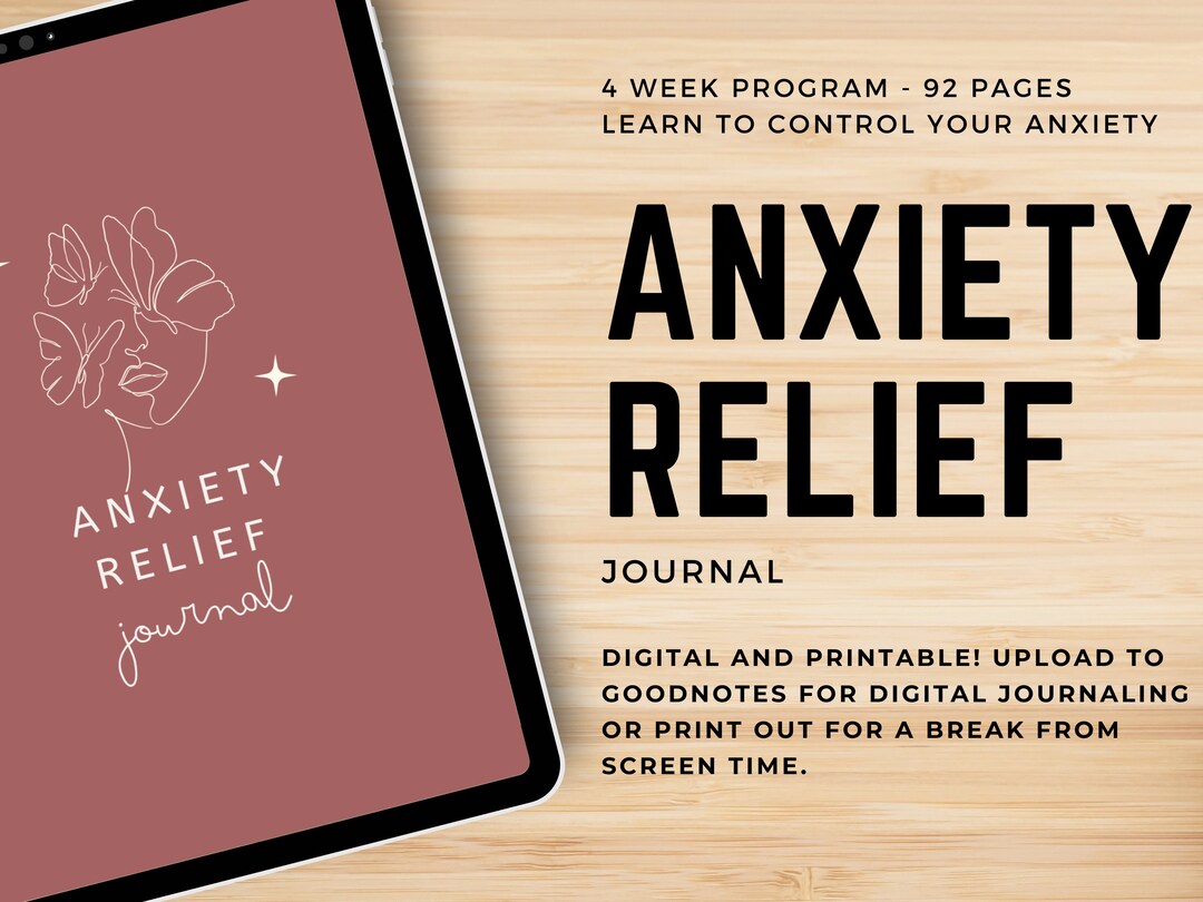 Anxiety Relief Journal Printable or Digital Journaling Four Week ...