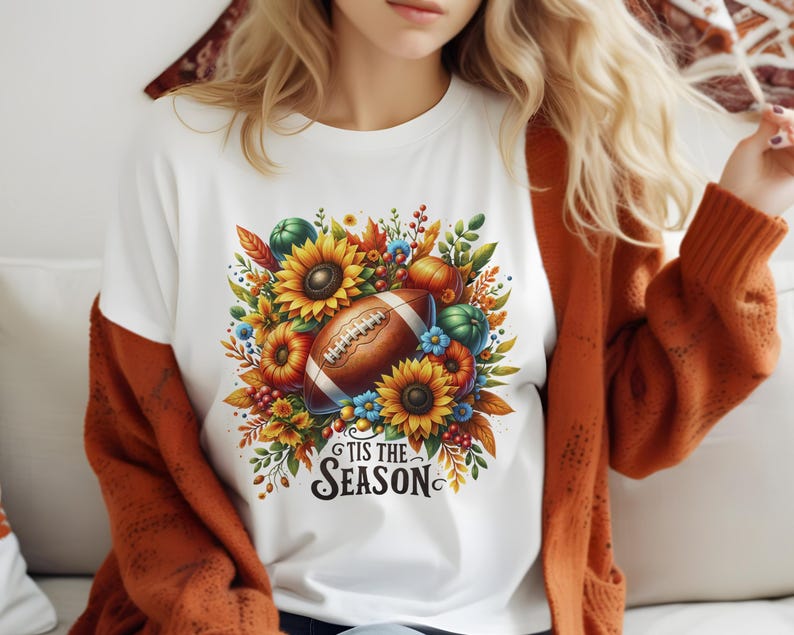 Fall Football Season Clipart With Sunflowers, Pumpkins, and Autumn ...