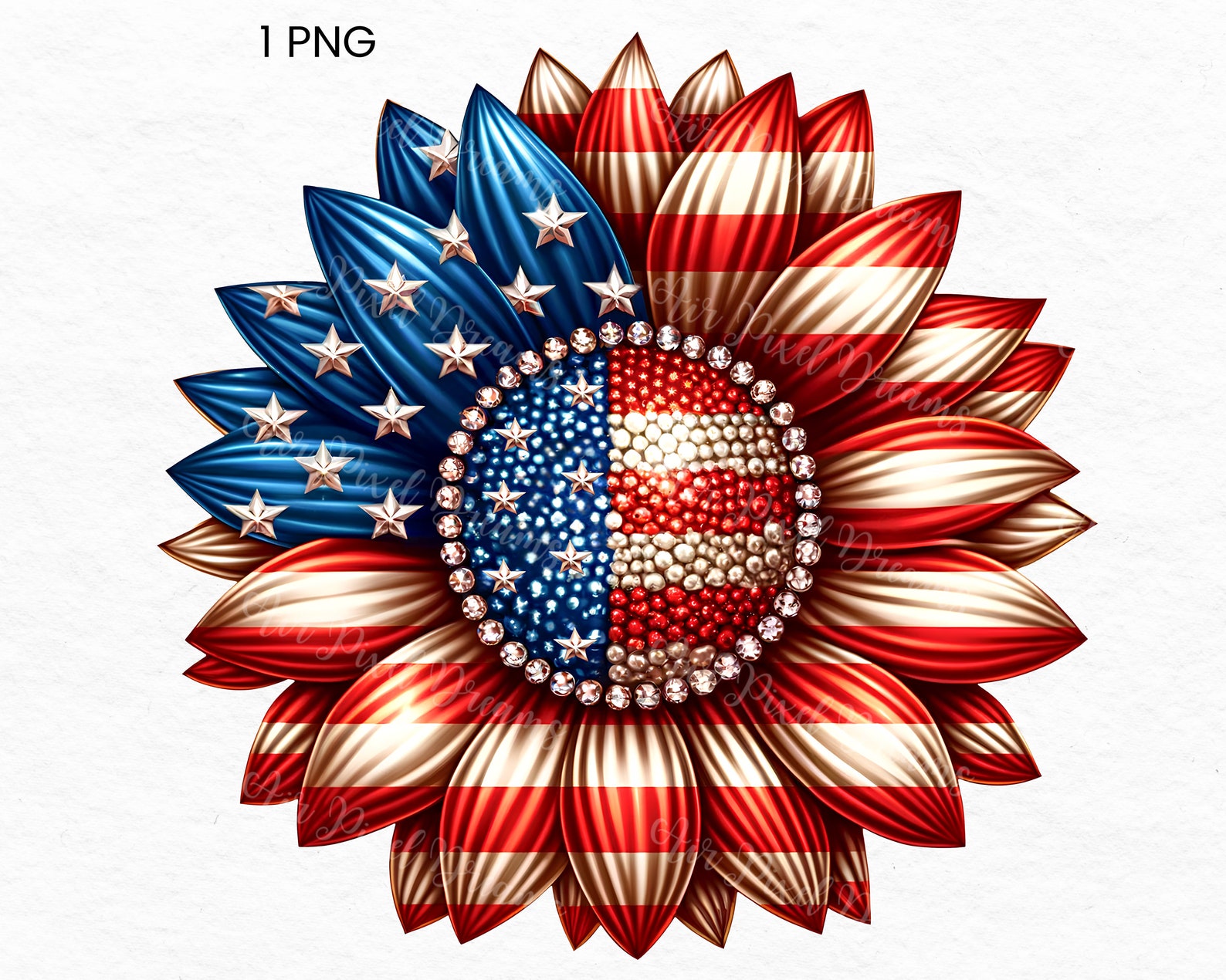 American Flag Sunflower Clipart PNG, Patriotic Sunflower, 4th of July ...