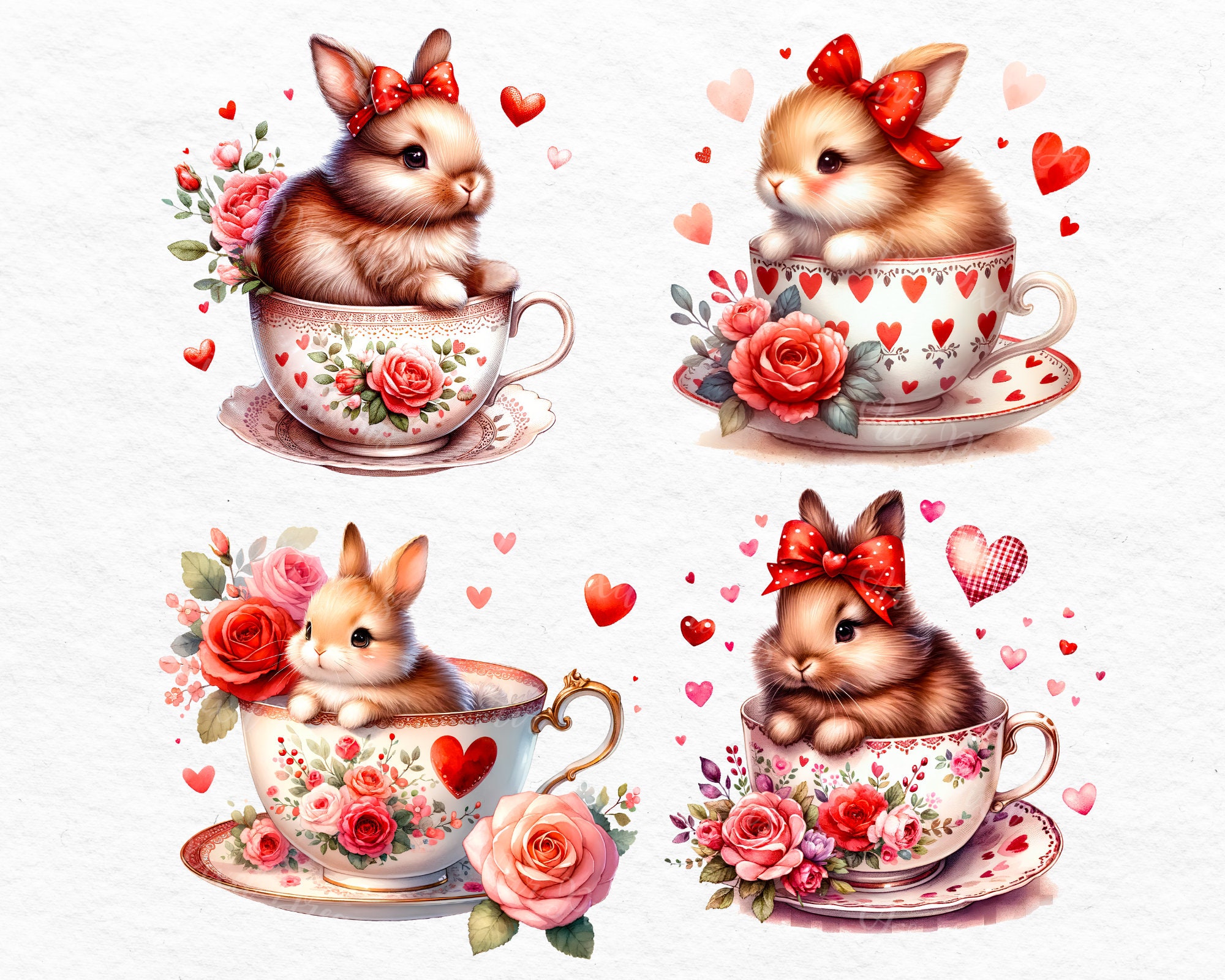 Valentine's Day Cute Bunny Clipart - Adorable Rabbit Pngs With ...