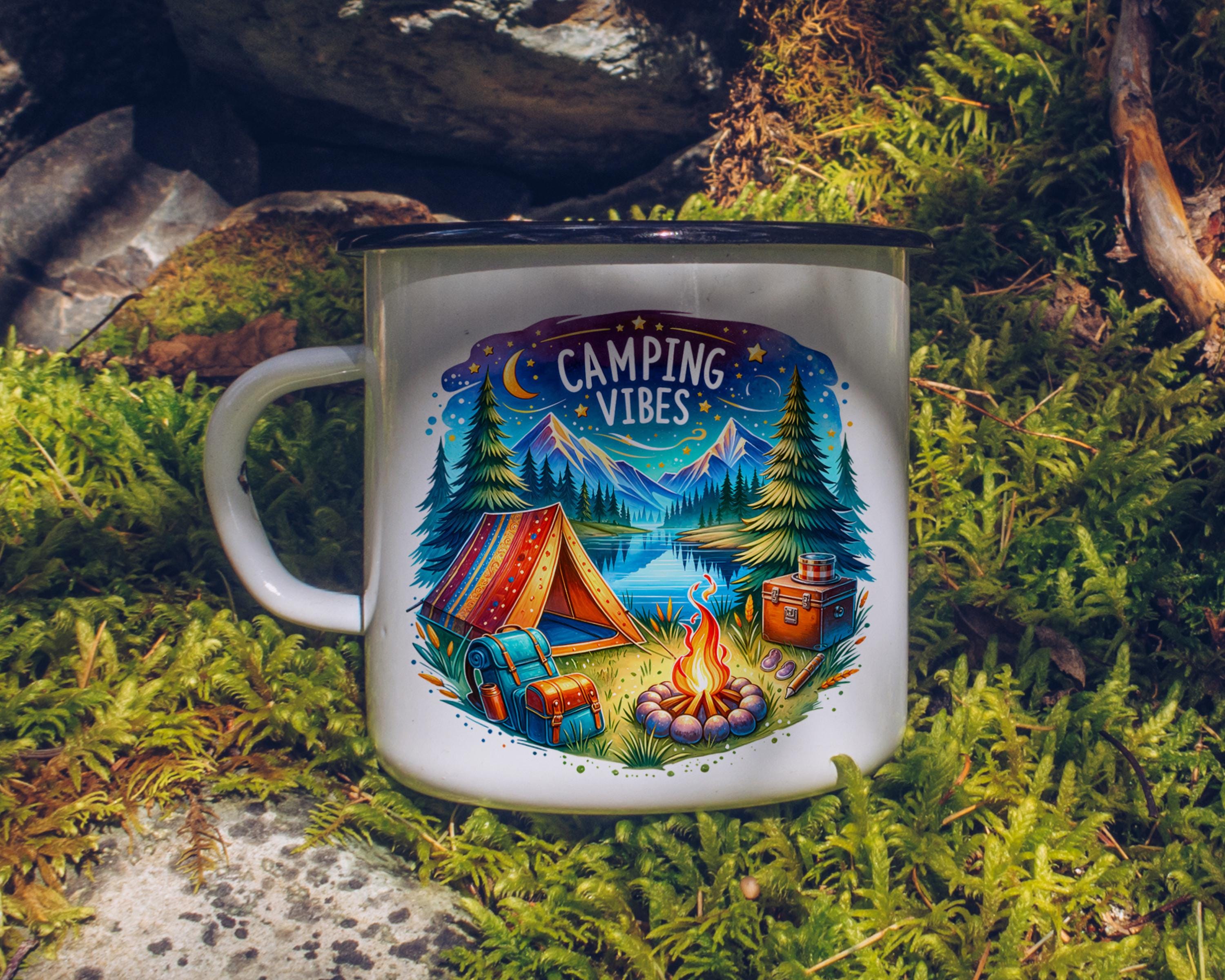 Camping Vibes PNG, Tent and Campfire Clipart, Mountain Lake Camping ...