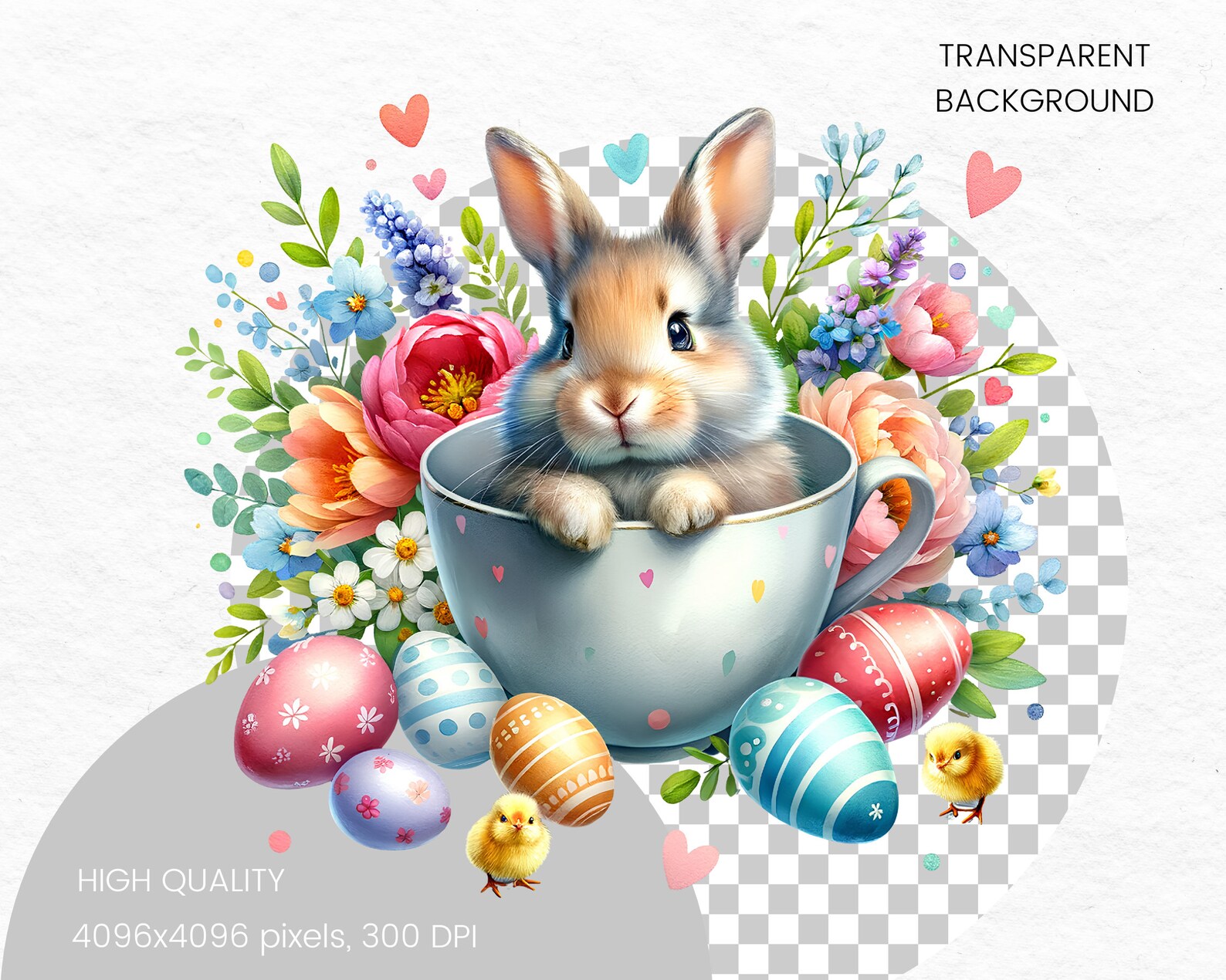 Easter Cute Bunny Clipart Bundle,11 PNG, Easter PNG, Easter Graphics ...
