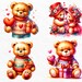 Watercolor Teddy Bear Clipart 15 PNG Valentines Day Clipart, Valentines ...