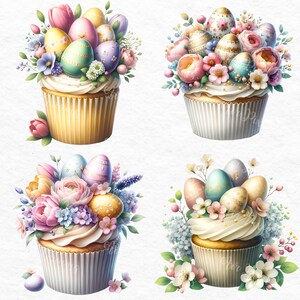 Pastel Easter Cupcakes Clipart Set, 12 Png, Easter Cupcakes Png ...