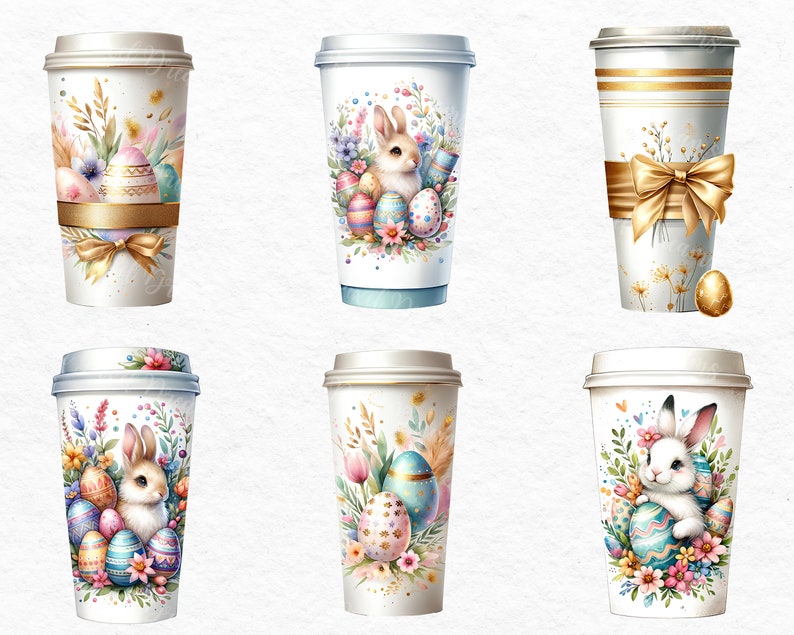Easter Coffee Cups Clipart Collection, 20 Png Files, Coffee Cups Png ...