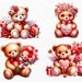 Watercolor Valentines Teddy Bear Clipart 15 PNG Valentines Day Clipart ...