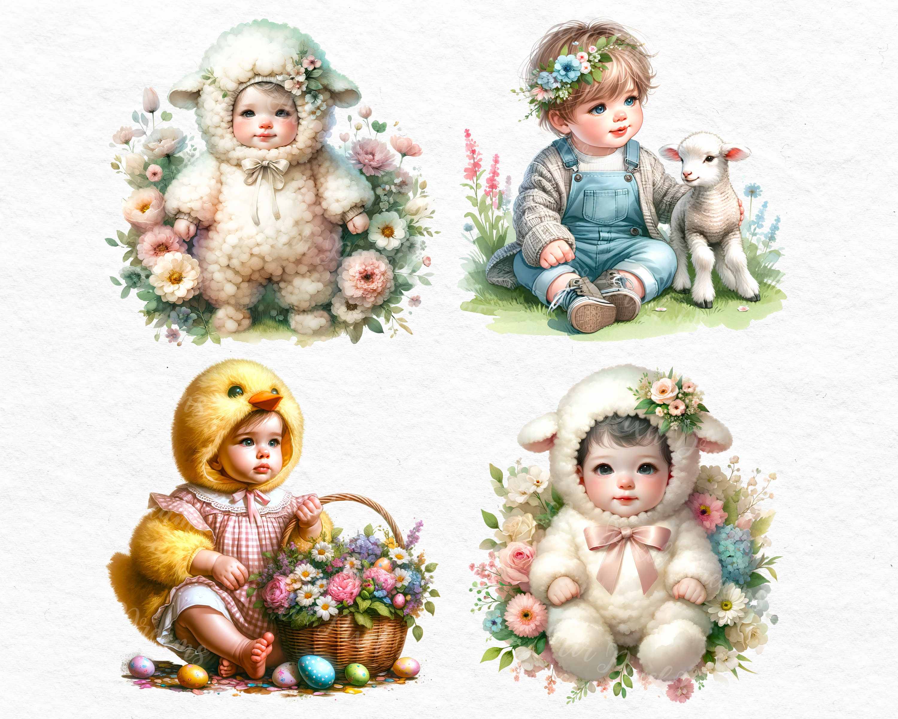 Easter Kids Cliparts, 20 Png, Toddler Easter Clipart, Cute Baby Easter ...