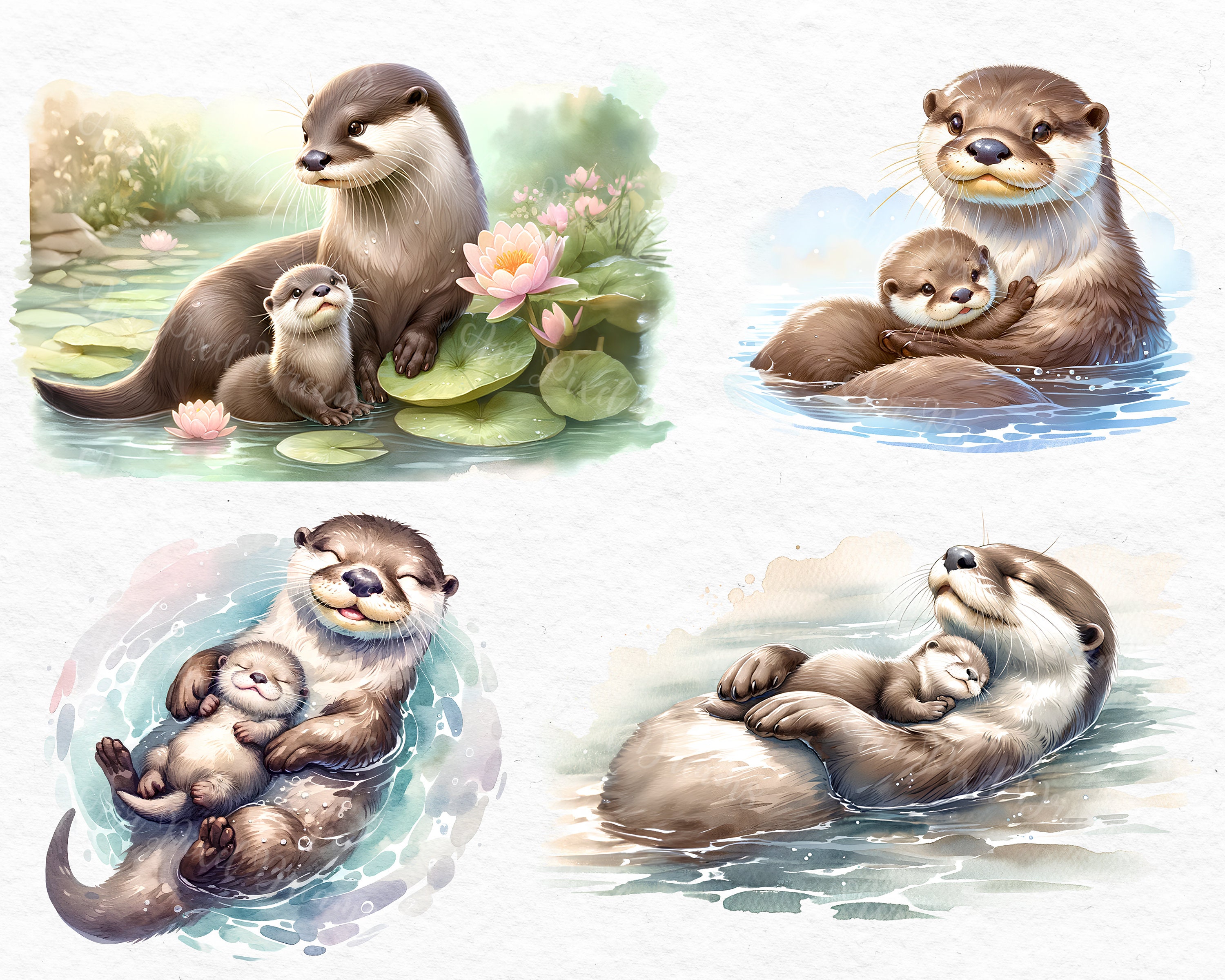 Cute Otter Clipart Collection, Nursery Otter, Otter Baby Shower, Water ...