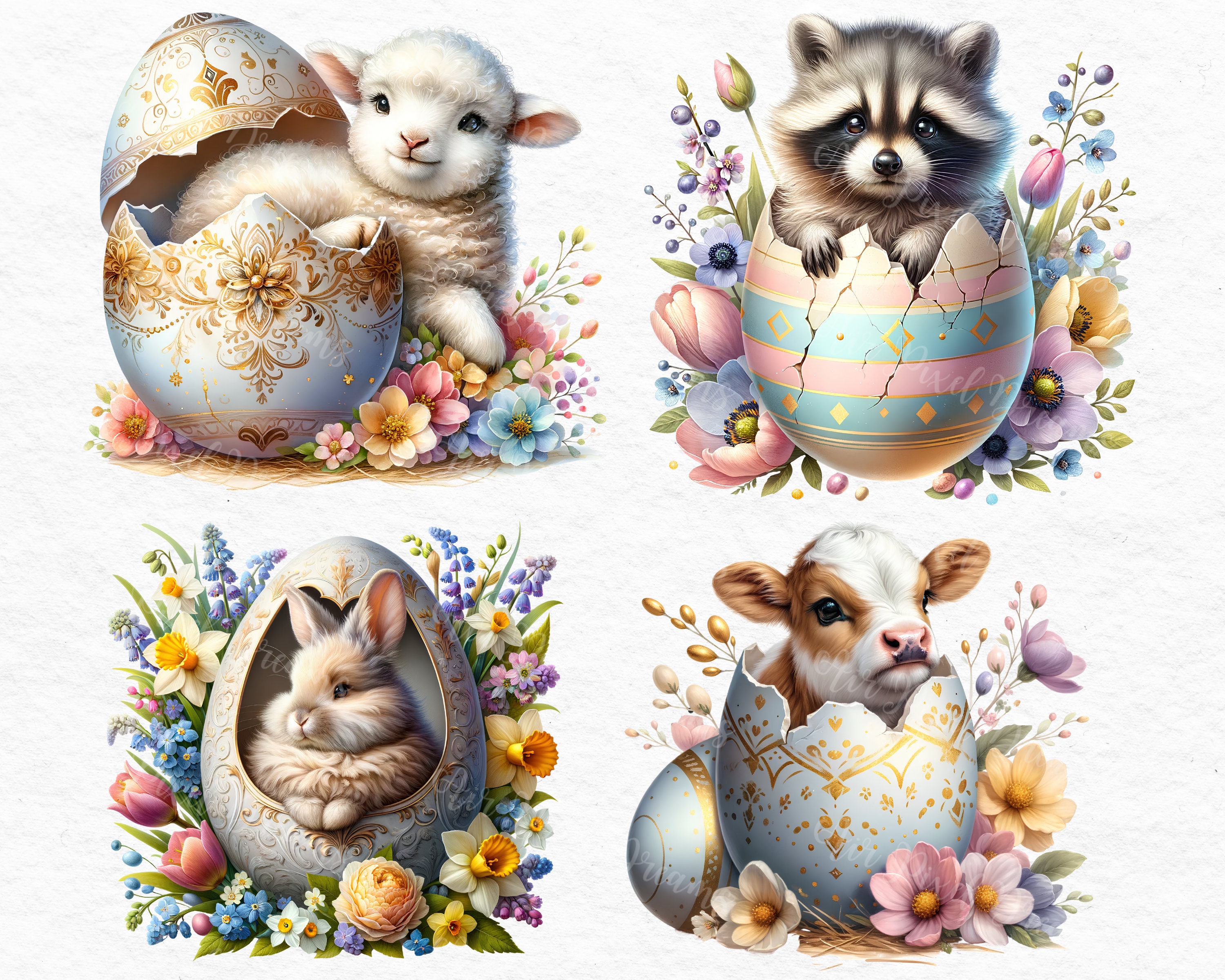 Easter Egg Animals Clipart Set, 20 Png, Easter Bundle, Western Easter ...