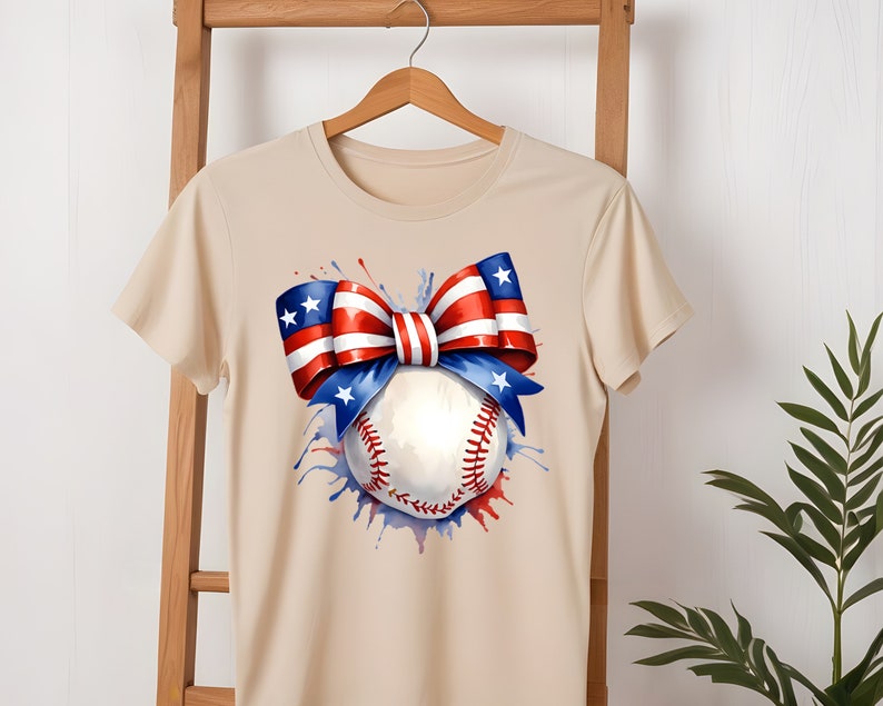 American Flag Baseball Bow PNG, 4th of July Sports Clipart, Patriotic ...