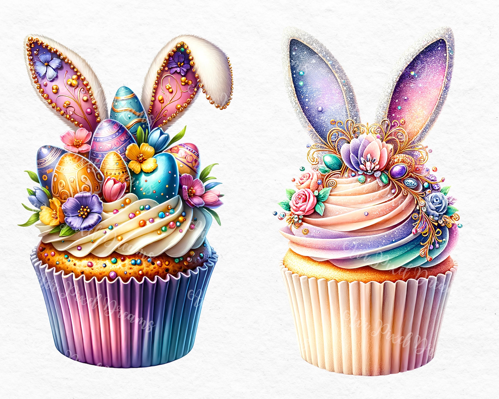 Easter Bunny Cupcake Clipart Collection, 17 Png, Easter Cupcakes Png ...