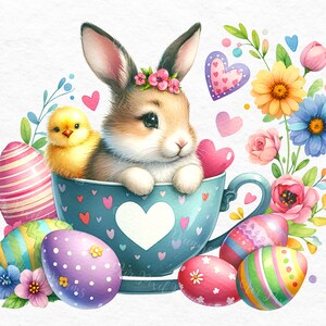 Easter Cute Bunny Clipart Bundle,11 PNG, Easter PNG, Easter Graphics ...