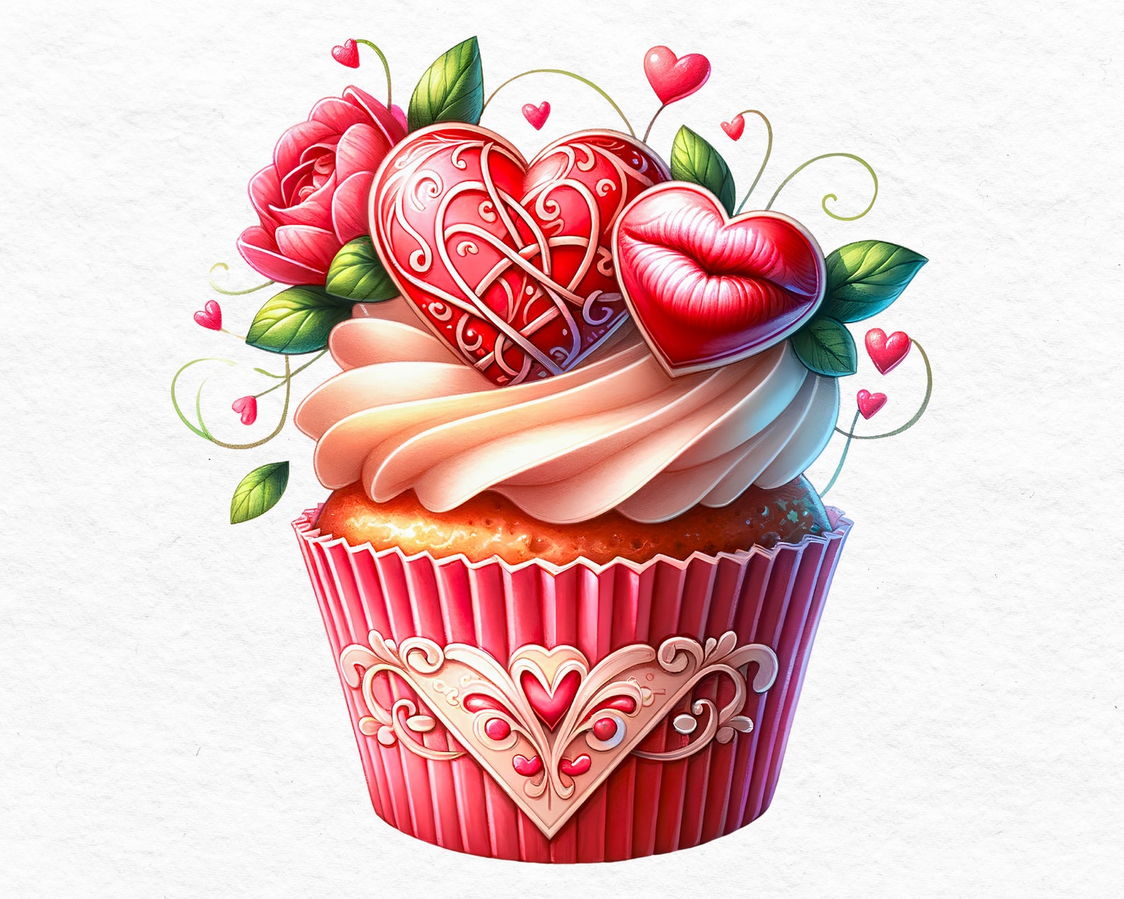 Valentines Cupcake Clipart Bundle,13 PNG, Valentine Cupcake PNG, Love ...