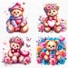 Watercolor Valentines Teddy Bear Clipart 15 PNG Valentines Day Clipart ...