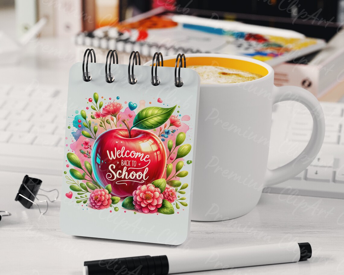 Back to School Floral Apple Clipart, School Year Start, School Return ...