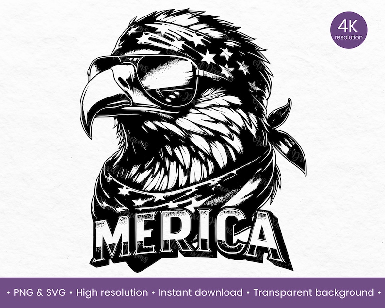 Merica PNG - Patriotic Eagle Clipart, American Flag Design, 4th of July ...