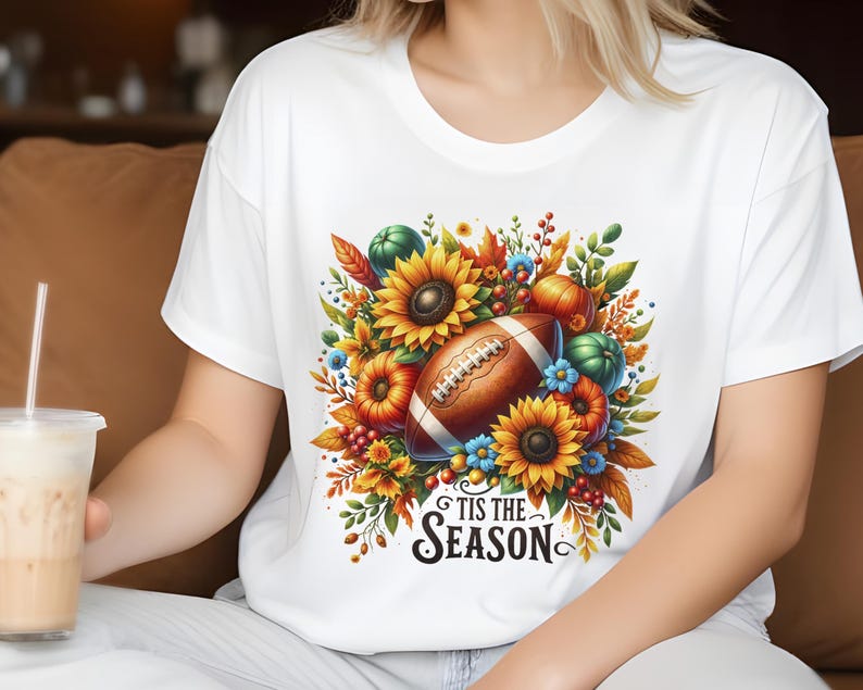 Fall Football Season Clipart With Sunflowers, Pumpkins, and Autumn ...