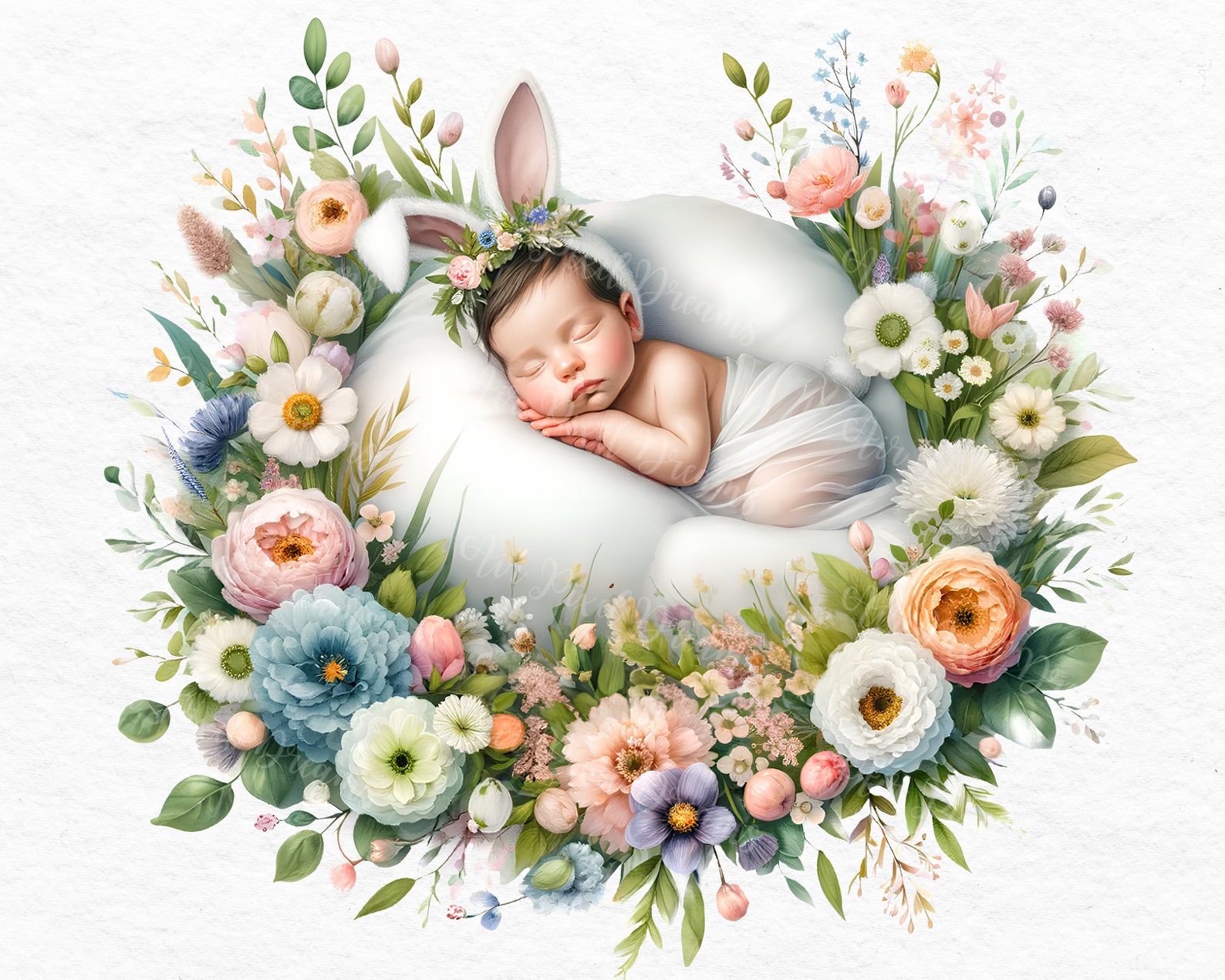 Easter Baby Clipart Png Bundle, Cute Babies Clipart Png, Watercolor ...