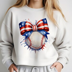 American Flag Baseball Bow PNG, 4th of July Sports Clipart, Patriotic ...