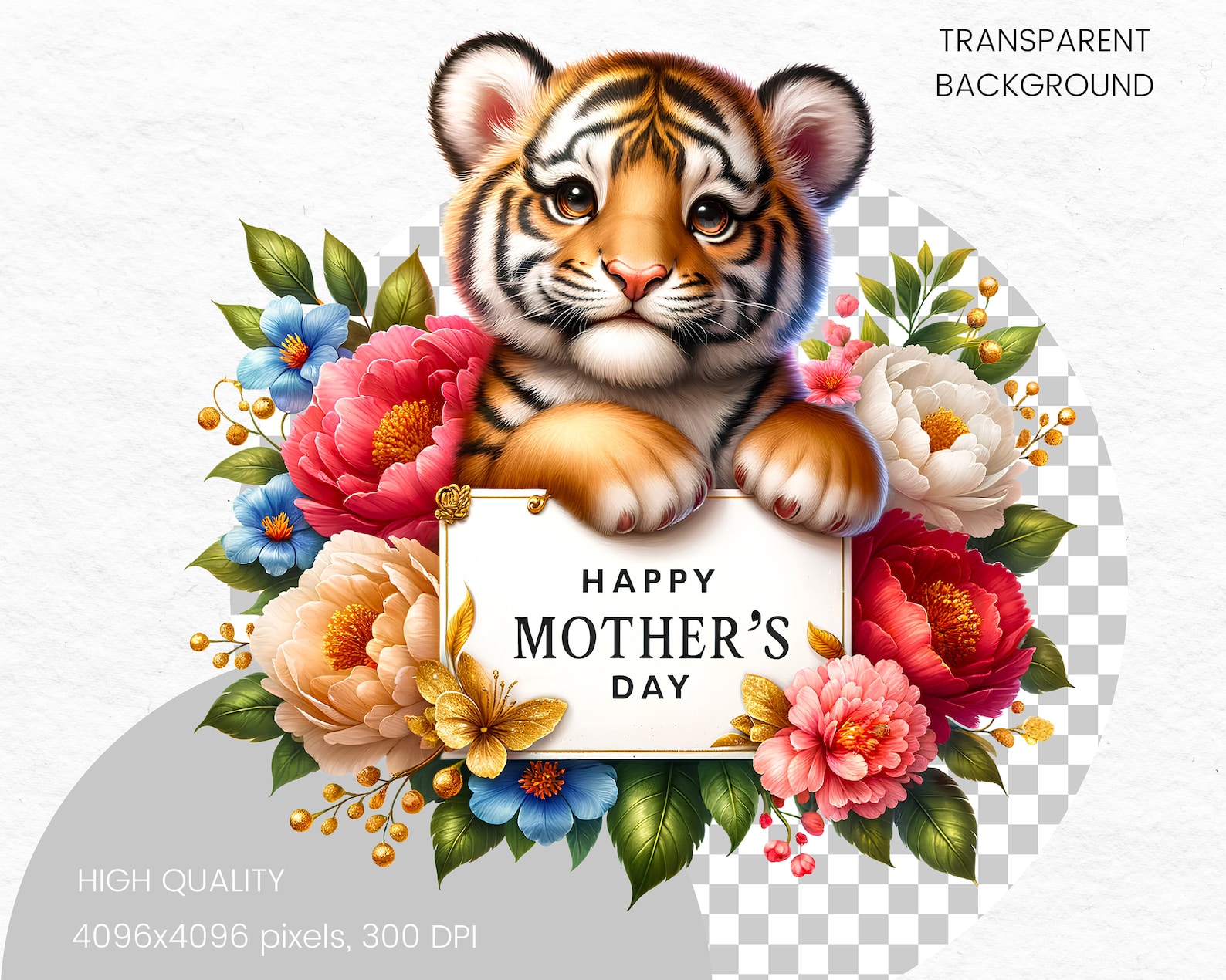 Cute Mother's Day Animals Clipart PNG Bundle, Baby Animals, Mother Day ...