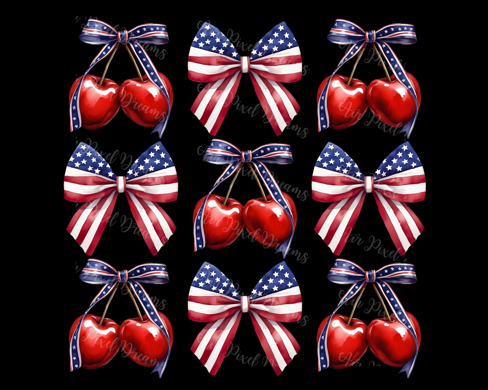 4th of July Coquette Bows Png, Coquette 4th of July, America Coquette ...