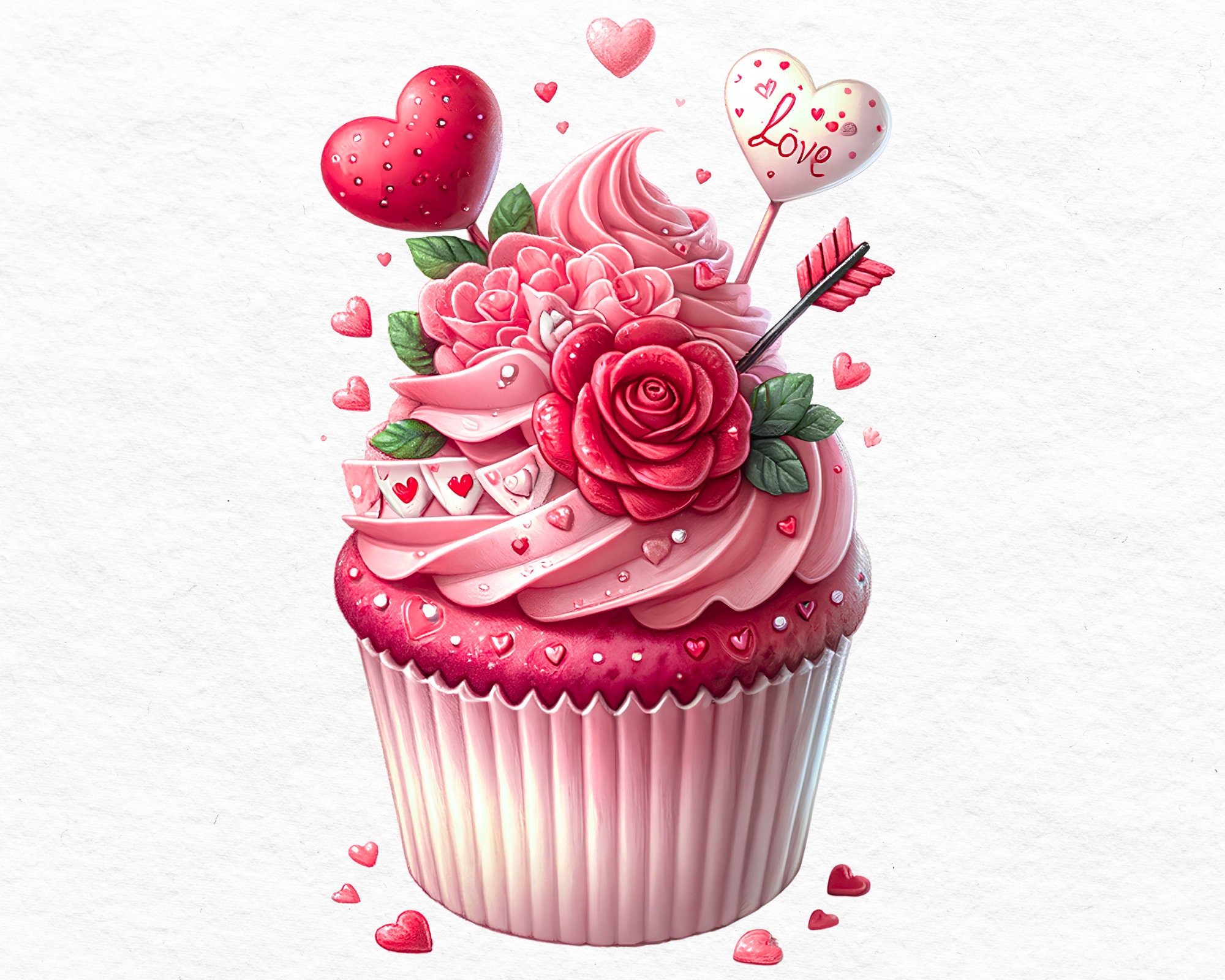 Valentines Cupcake Clipart Bundle,13 PNG, Valentine Cupcake PNG, Love ...