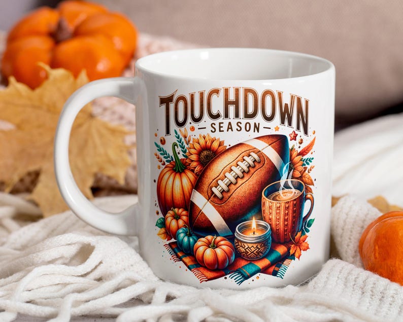 Touchdown Season Football Fall Clipart Autumn Pumpkins Sunflower Cozy ...