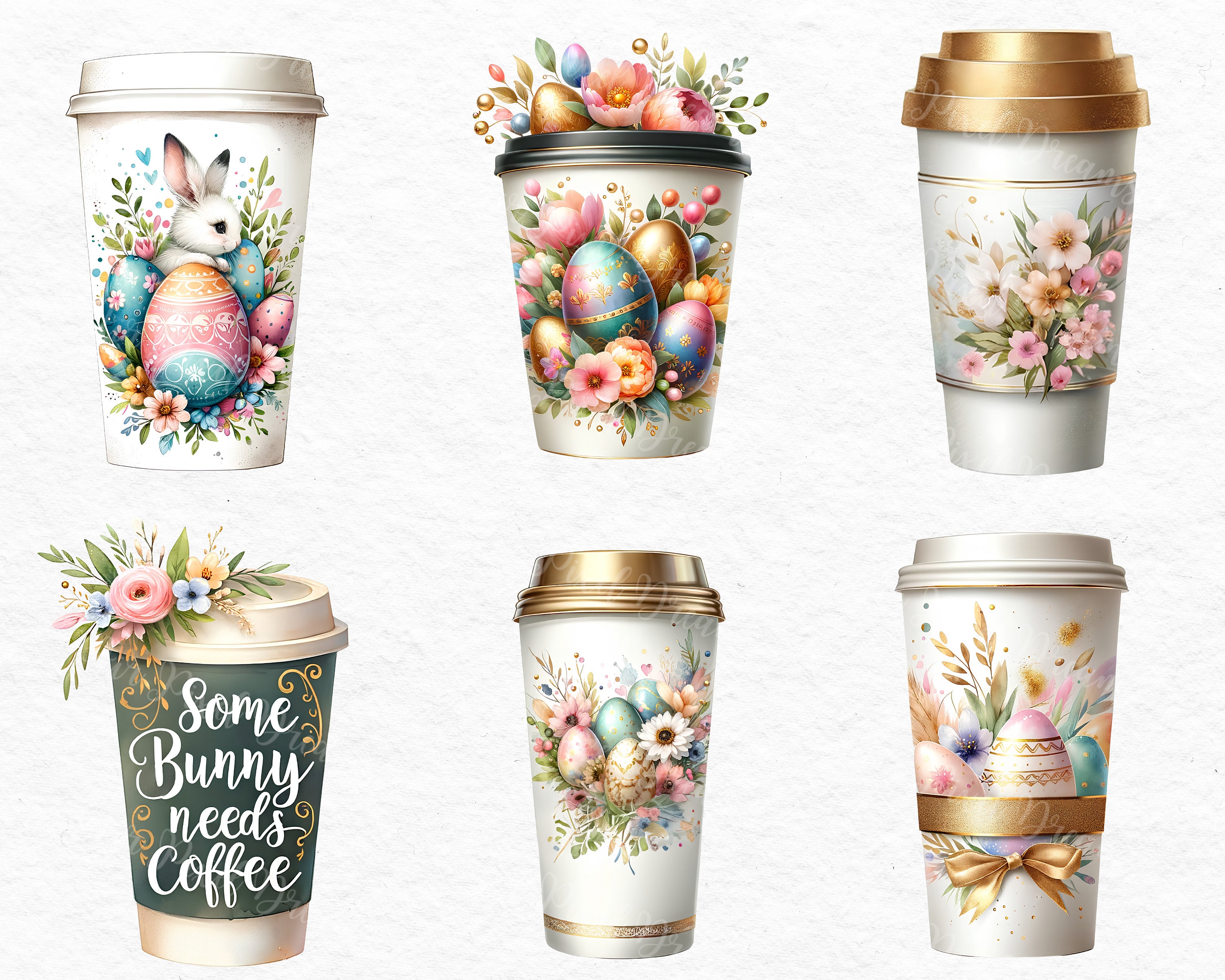 Easter Coffee Cups Clipart Collection, 20 Png Files, Coffee Cups Png ...