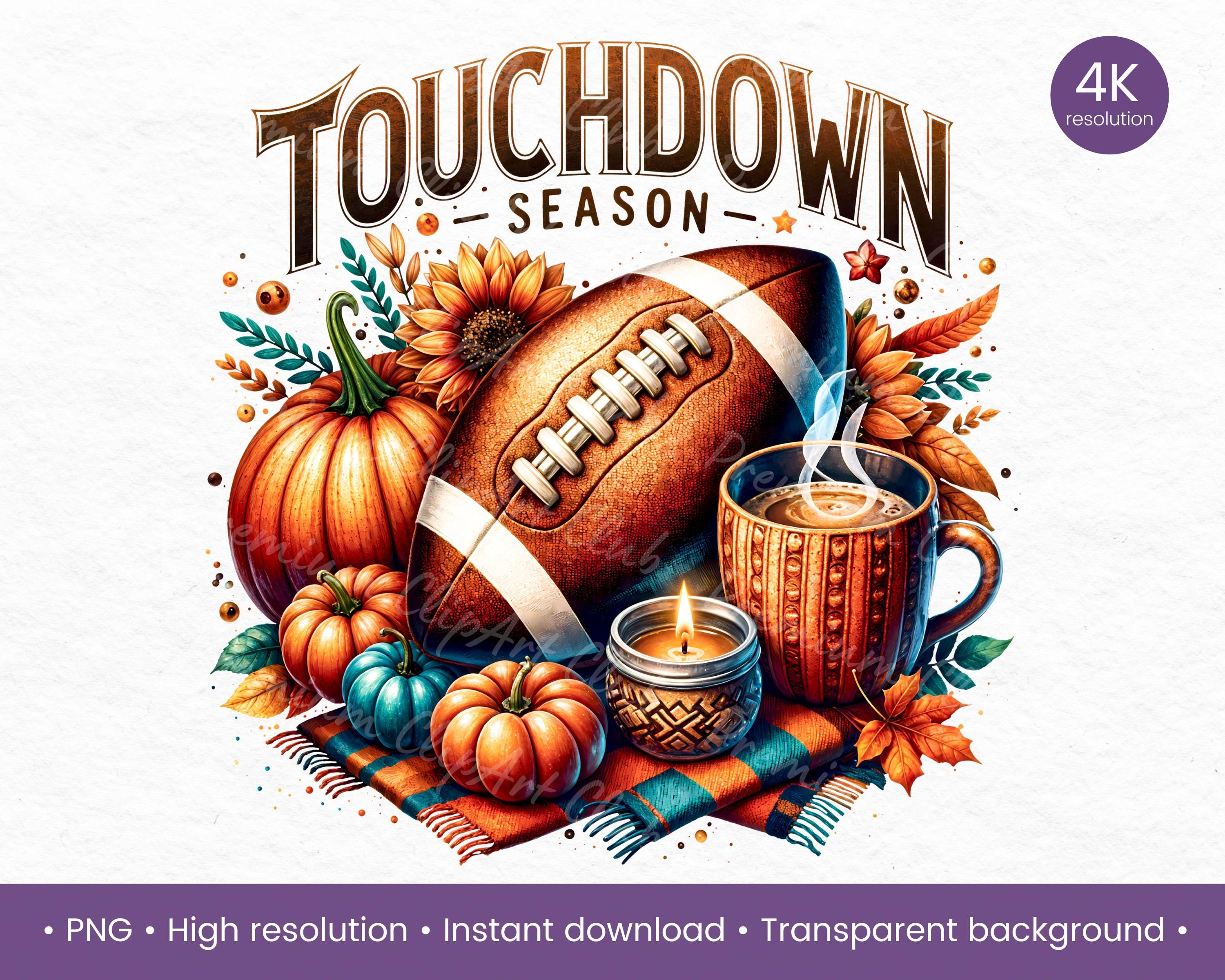 Touchdown Season Football Fall Clipart Autumn Pumpkins Sunflower Cozy ...