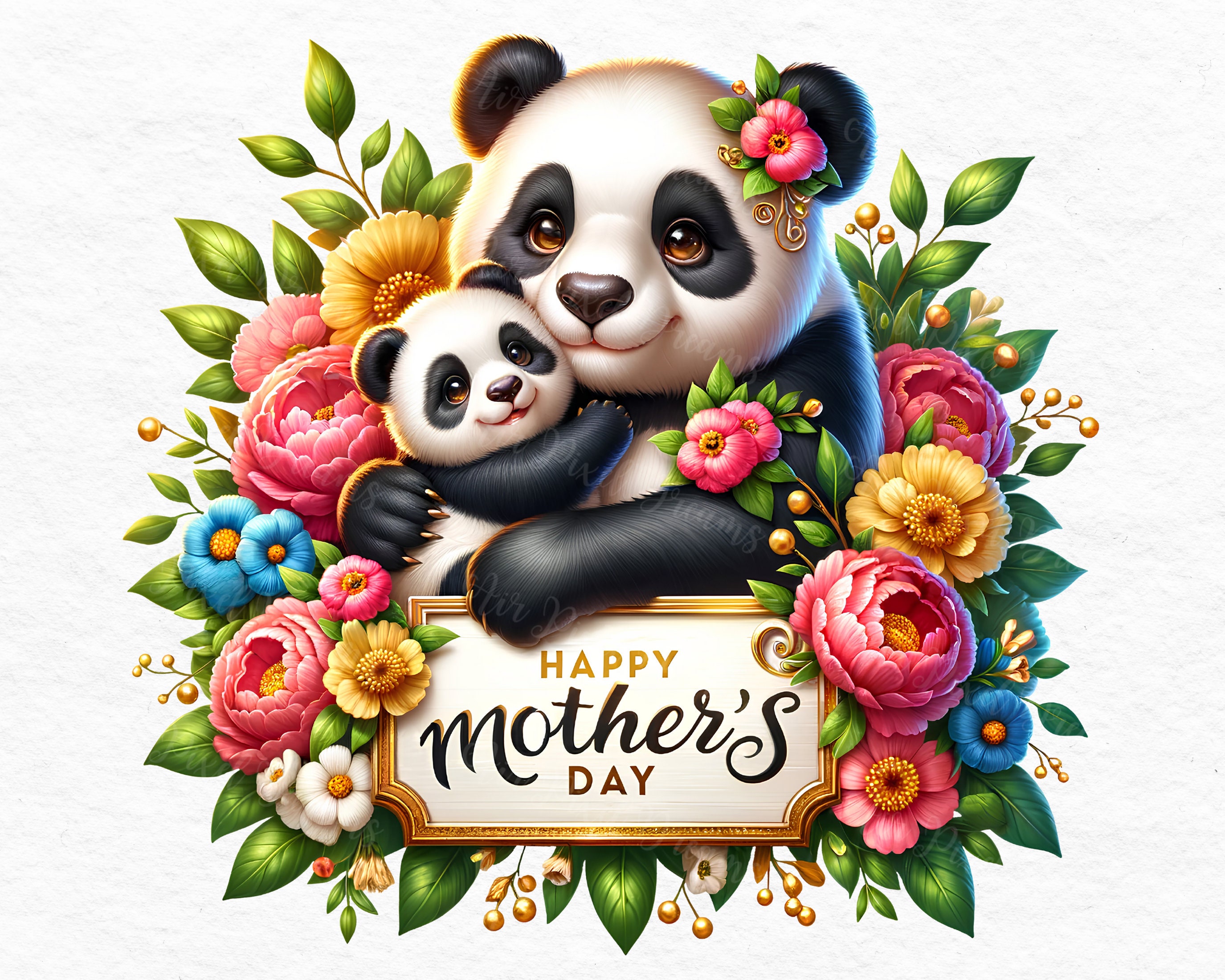 Mama and Baby Animal Clipart, 10 Png, Mother Day Clipart, Happy Mother ...