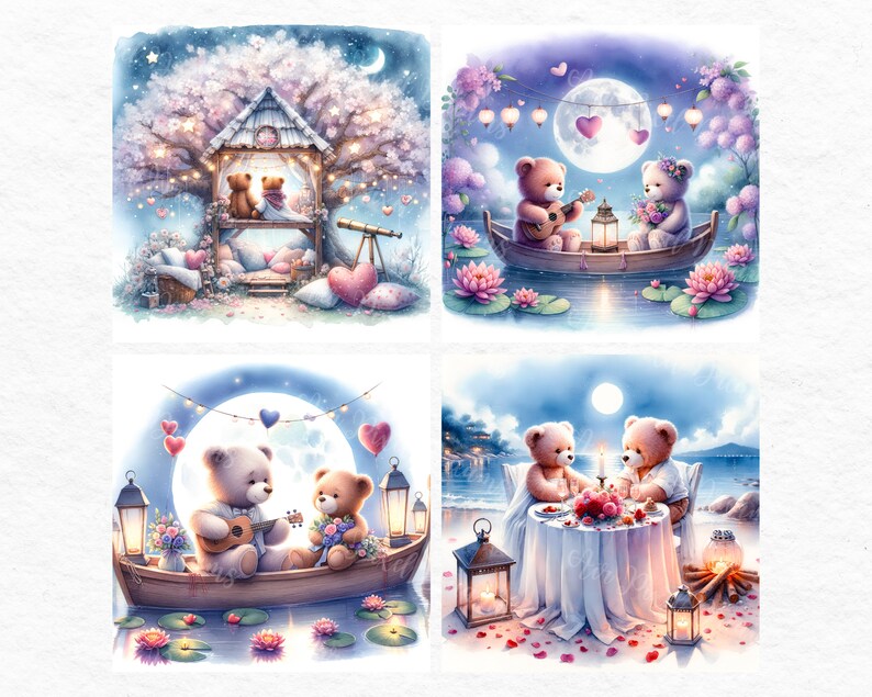 Teddy Bear Romance Clipart Collection, 30 Files, Valentines Day Clipart ...