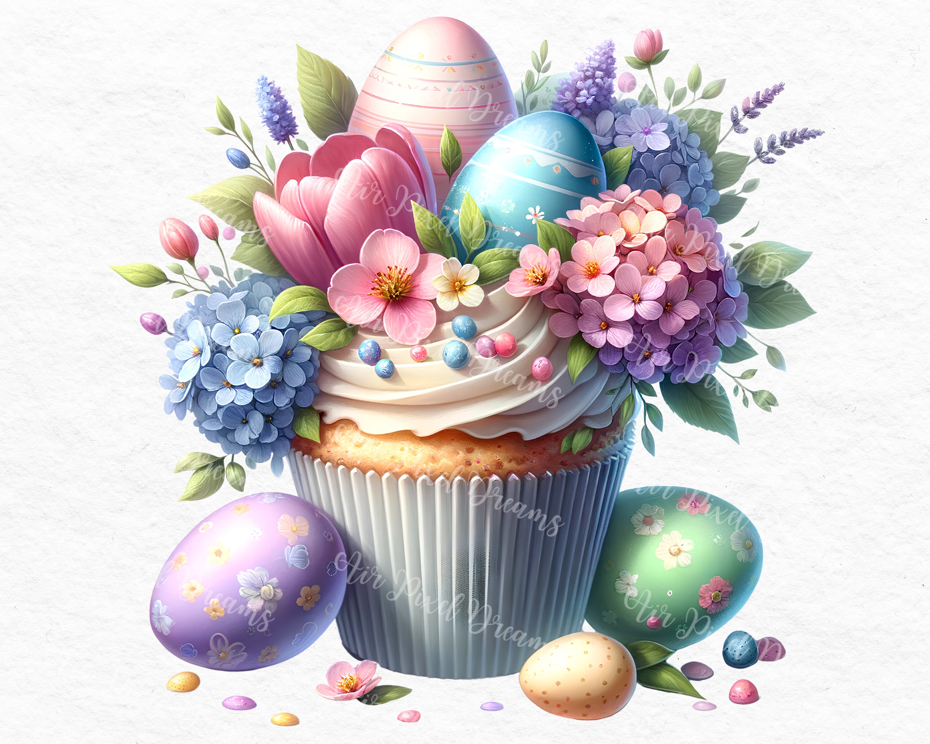 Pastel Easter Cupcakes Clipart Set, 12 Png, Easter Cupcakes Png ...