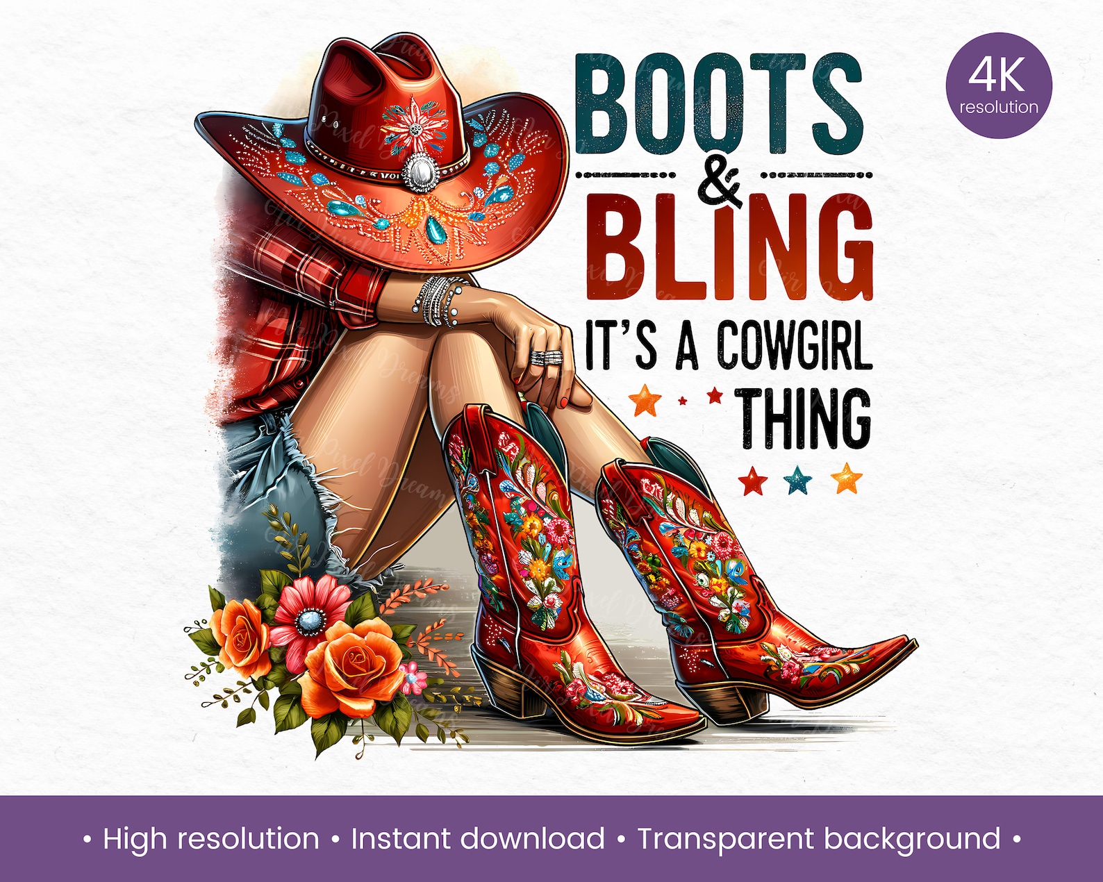 Boots & Bling Cowgirl Clipart, Cowgirl Decorations, Cowgirl Graphics ...