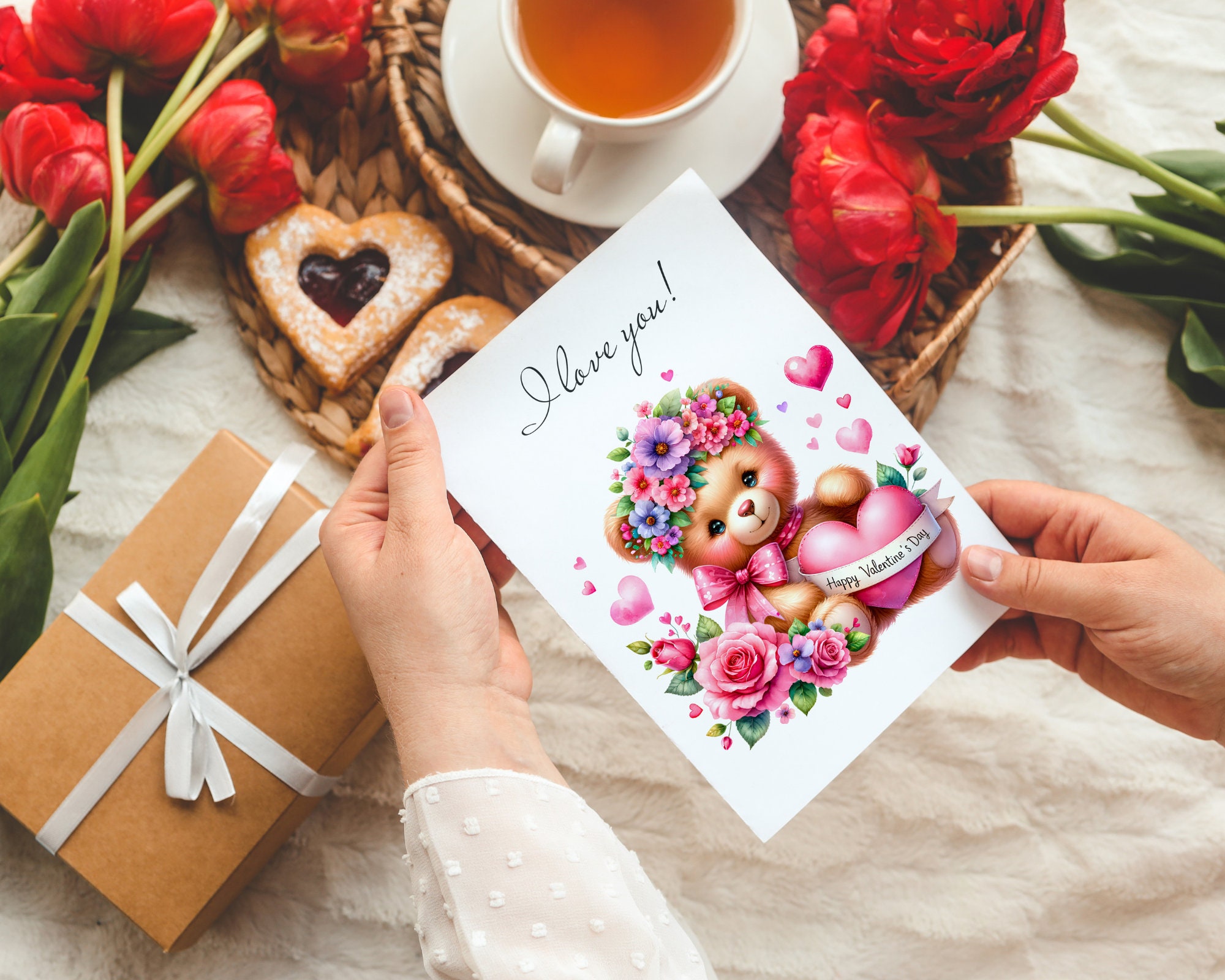 Watercolor Valentines Teddy Bear Clipart 15 PNG Valentines Day Clipart ...