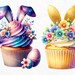 Easter Bunny Cupcake Clipart Collection, 17 Png, Easter Cupcakes Png ...