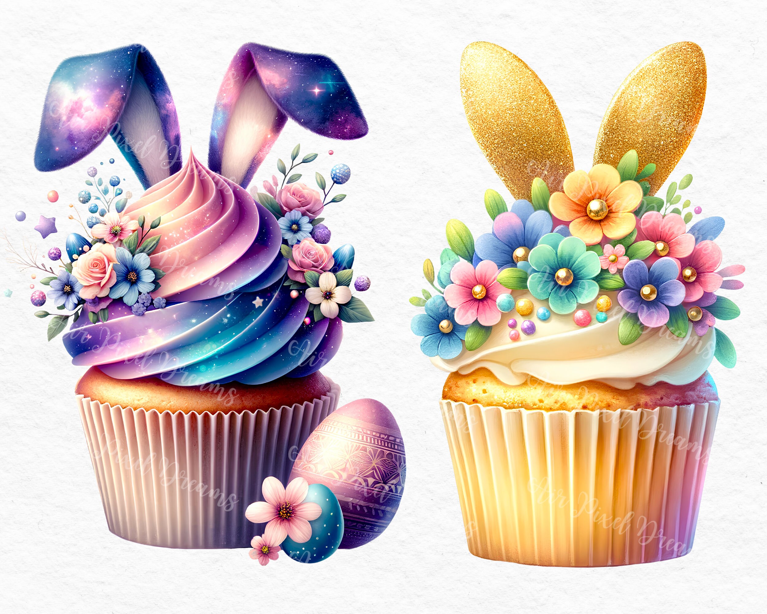 Easter Bunny Cupcake Clipart Collection, 17 Png, Easter Cupcakes Png ...