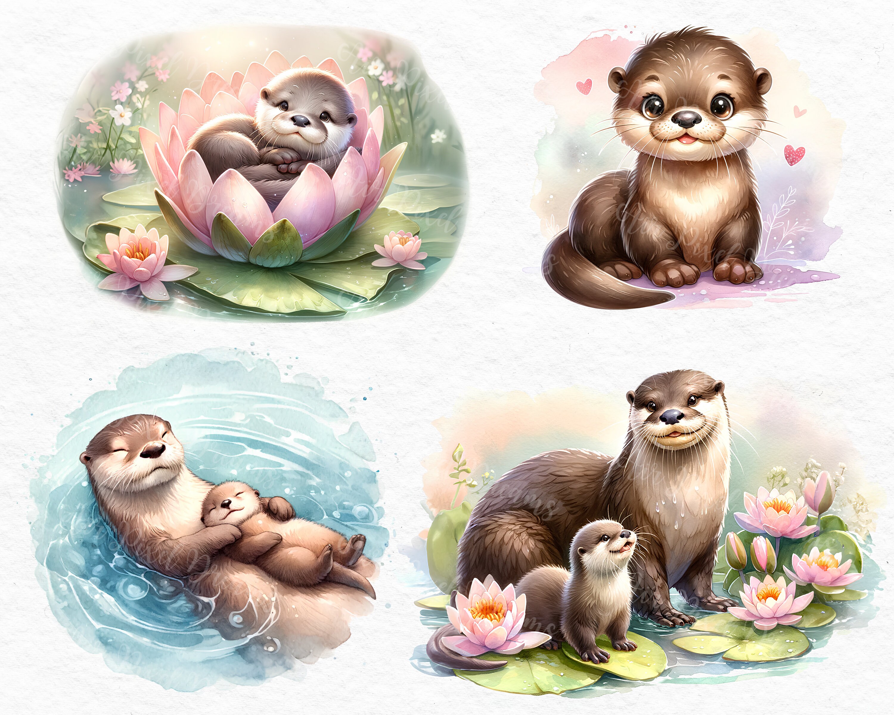 Cute Otter Clipart Collection, Nursery Otter, Otter Baby Shower, Water ...