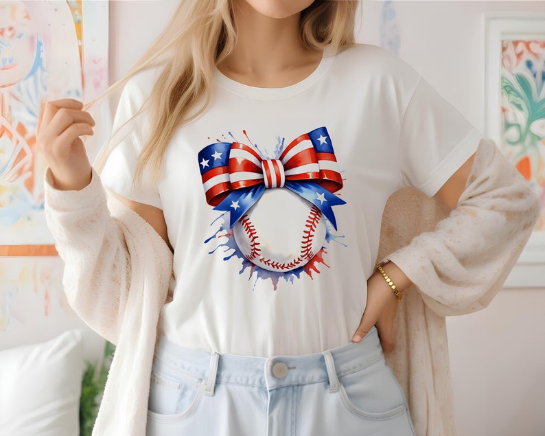 American Flag Baseball Bow PNG, 4th of July Sports Clipart, Patriotic ...