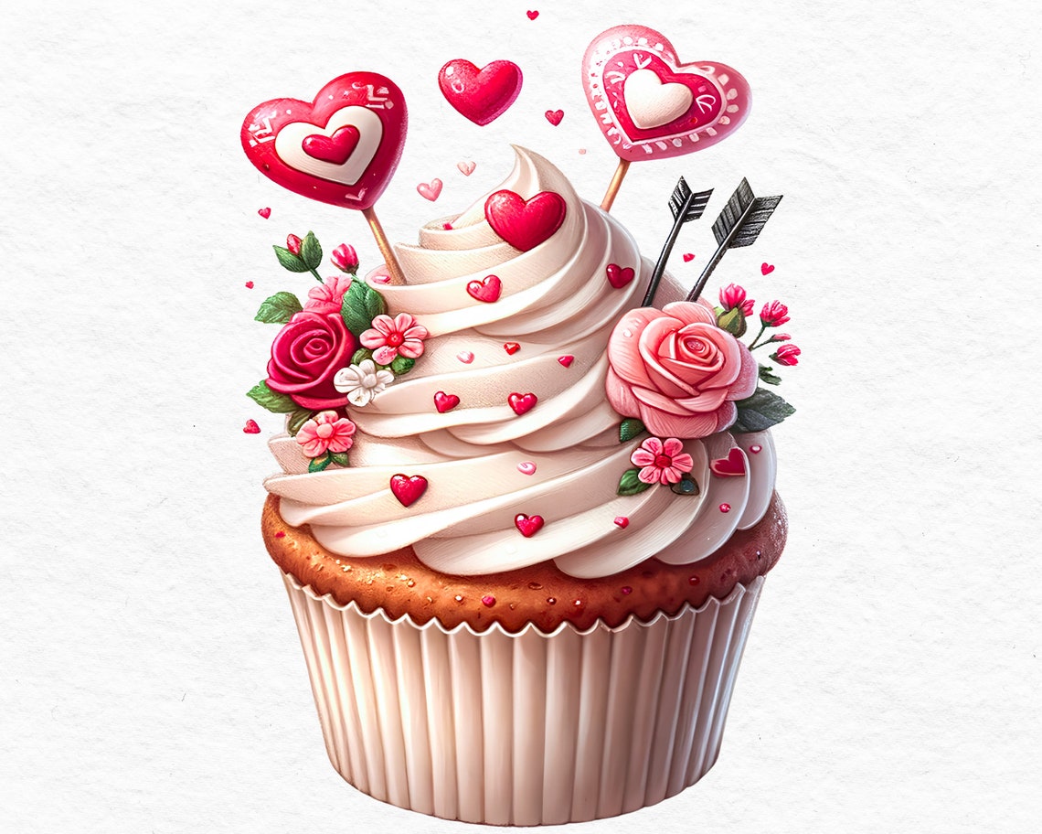 Valentines Cupcake Clipart Bundle,13 PNG, Valentine Cupcake PNG, Love ...