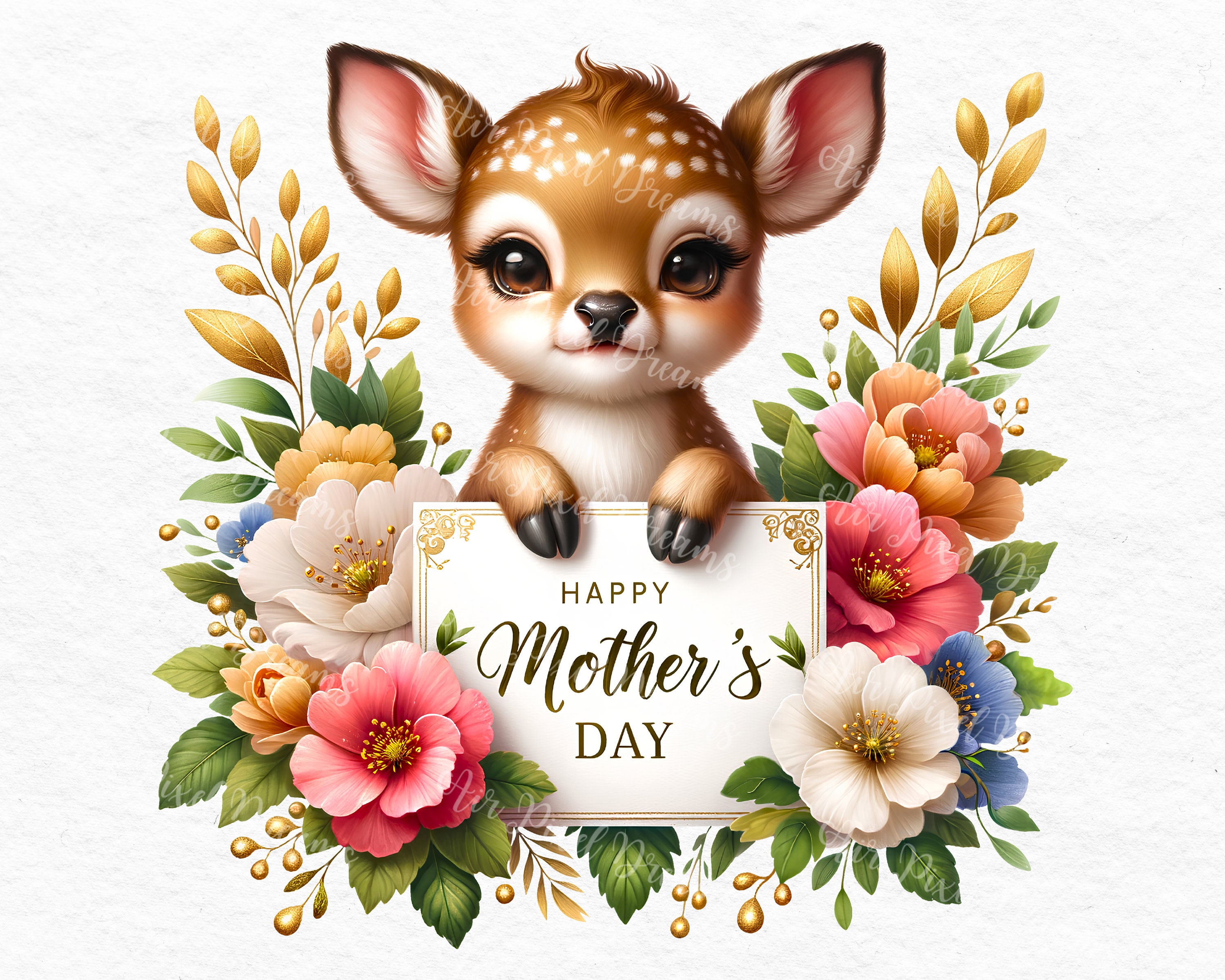 Cute Mother's Day Animals Clipart PNG Bundle, Baby Animals, Mother Day ...