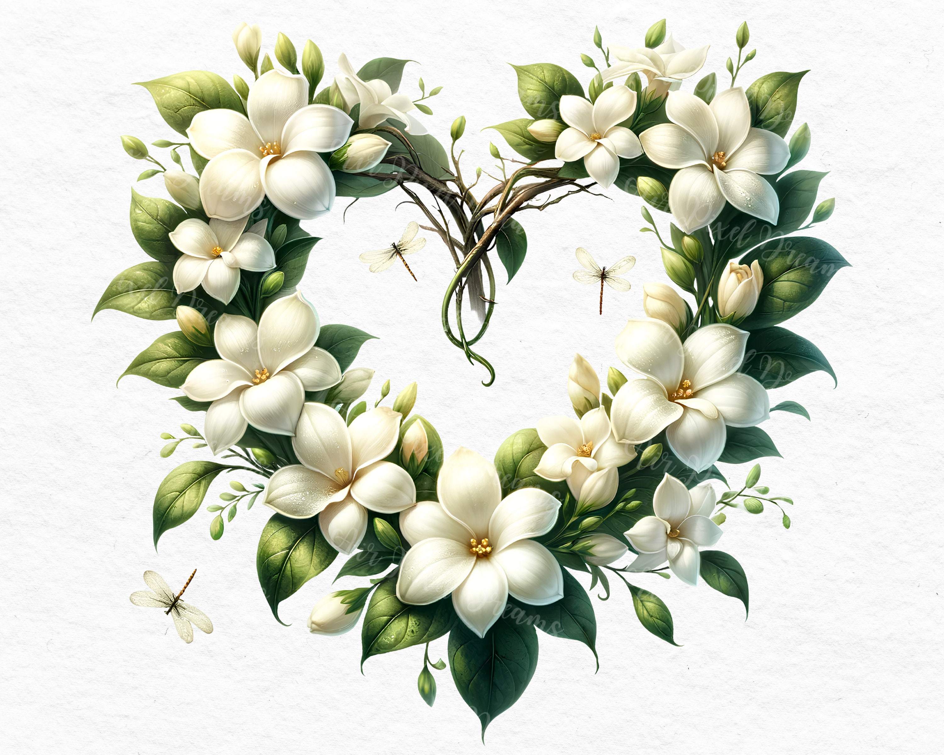 Watercolor Flower Heart Clipart, 14 High Quality PNG, Floral Hearts PNG ...